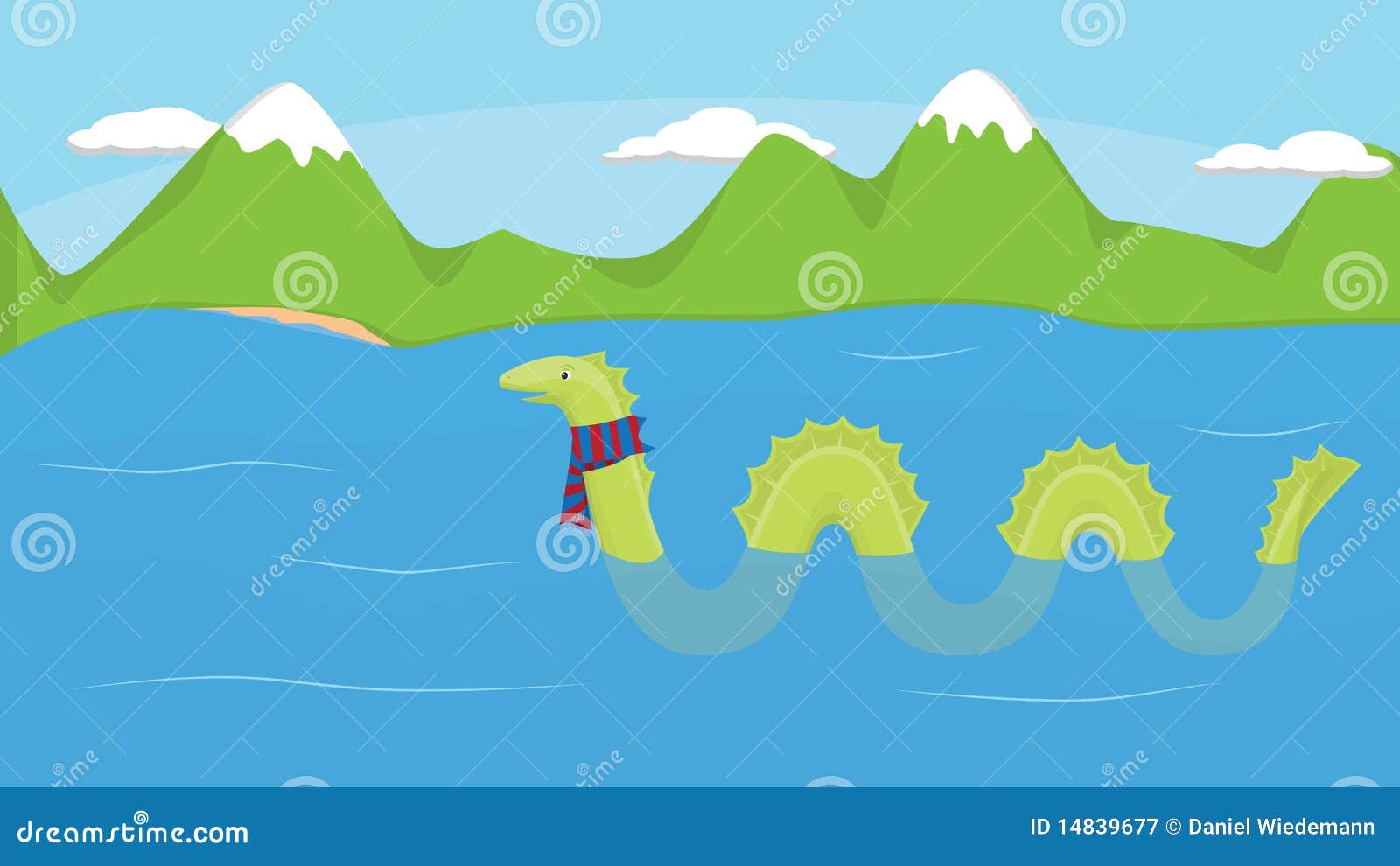 Loch Ness and Monster stock vector. Illustration of lake - 14839677