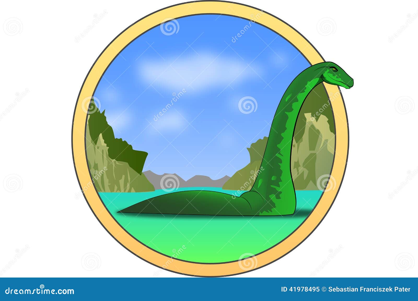 Loch Ness Monster Coloring Page. Plesiosaur Nessie In Cartoon Style ...