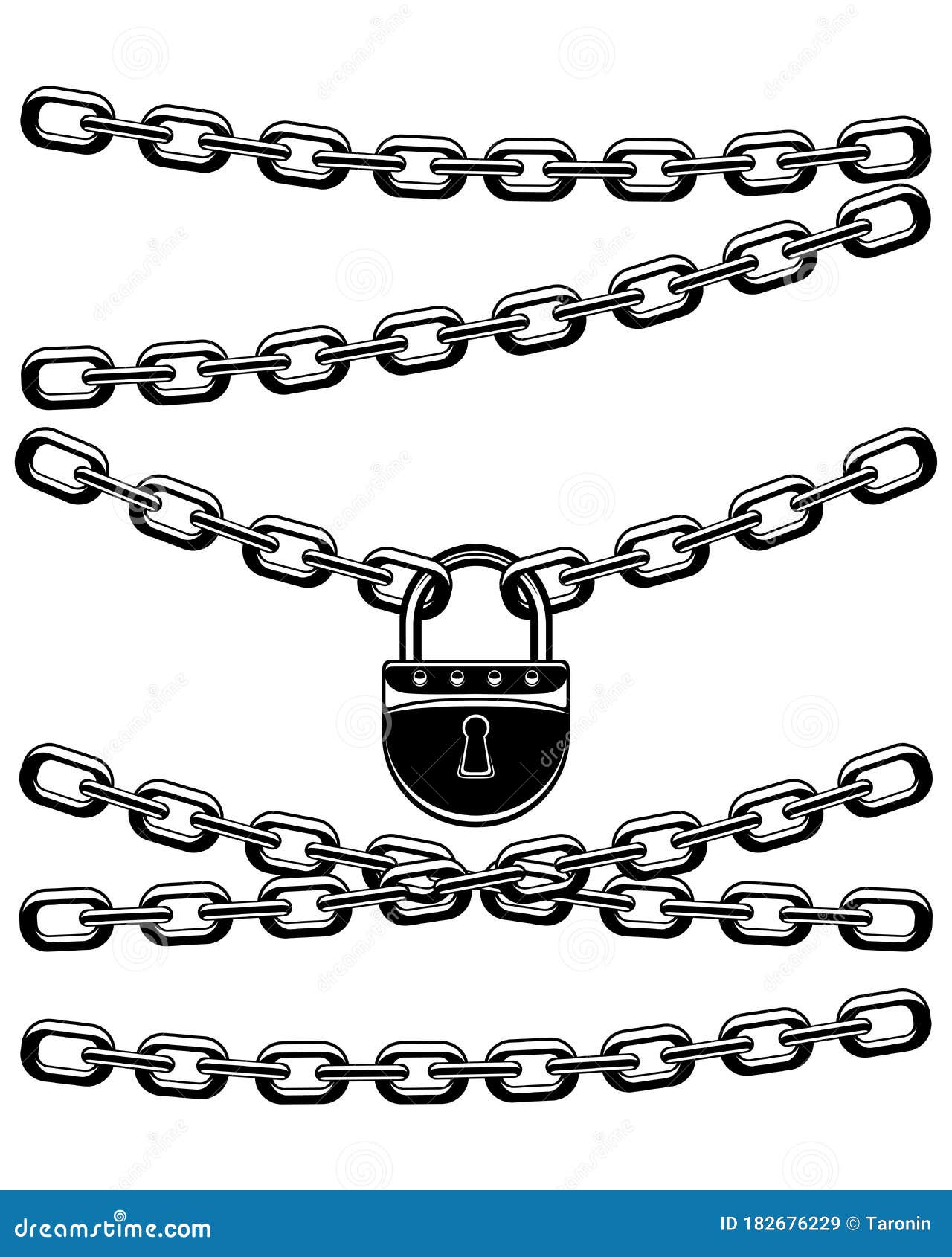 Padlock And Chains Isolated On White Background. Concept Of Protection ...