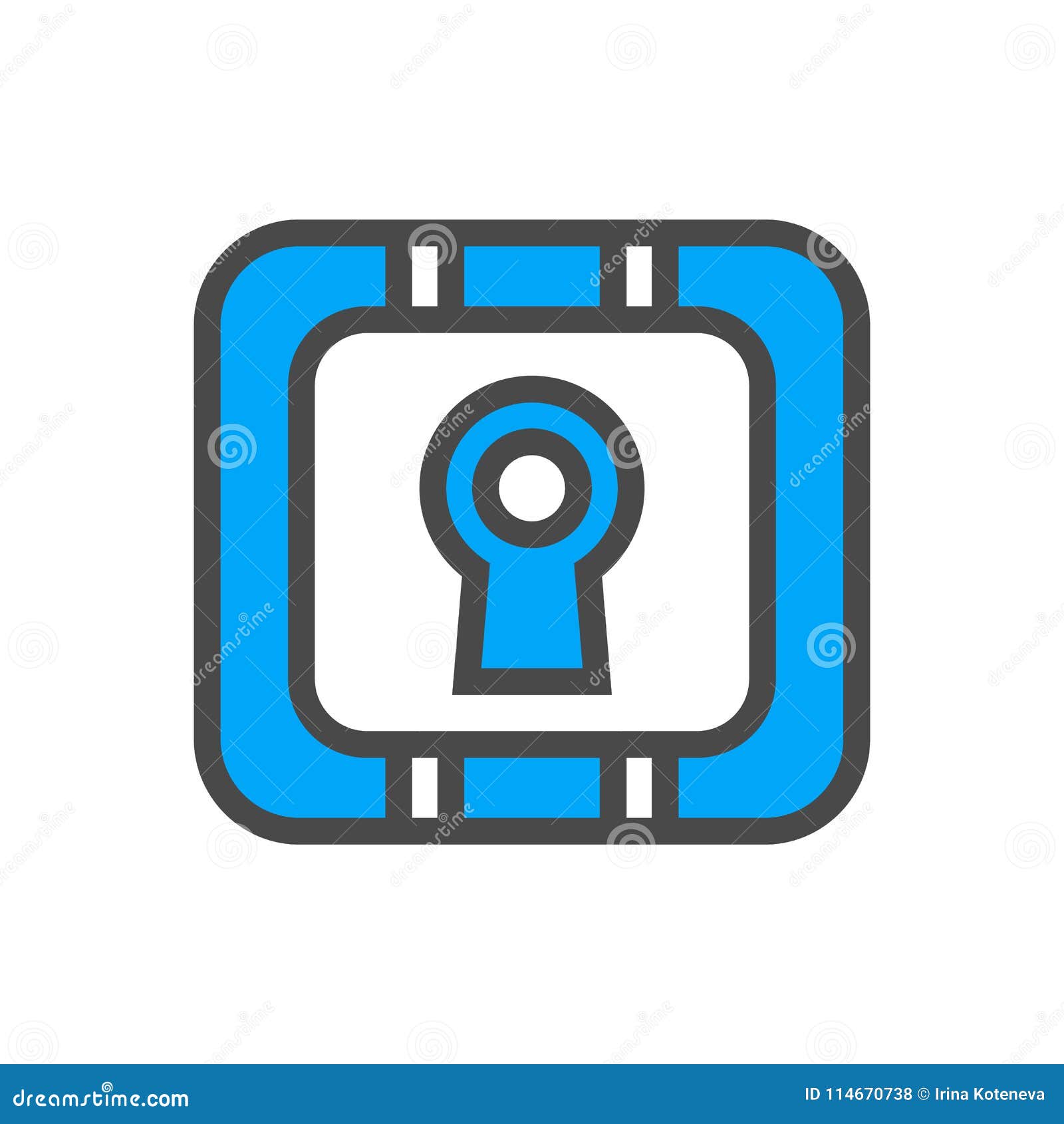 Lock Access Icon in Linear Design Stock Illustration - Illustration of ...