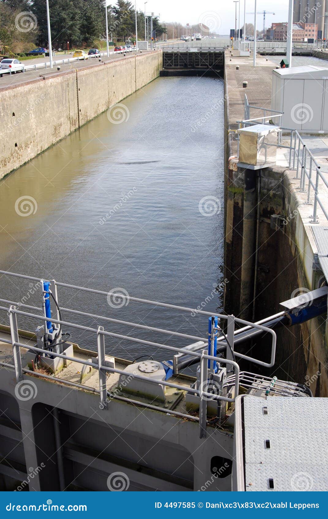 Lock on the Albert canal stock image. Image of lowering - 4497585