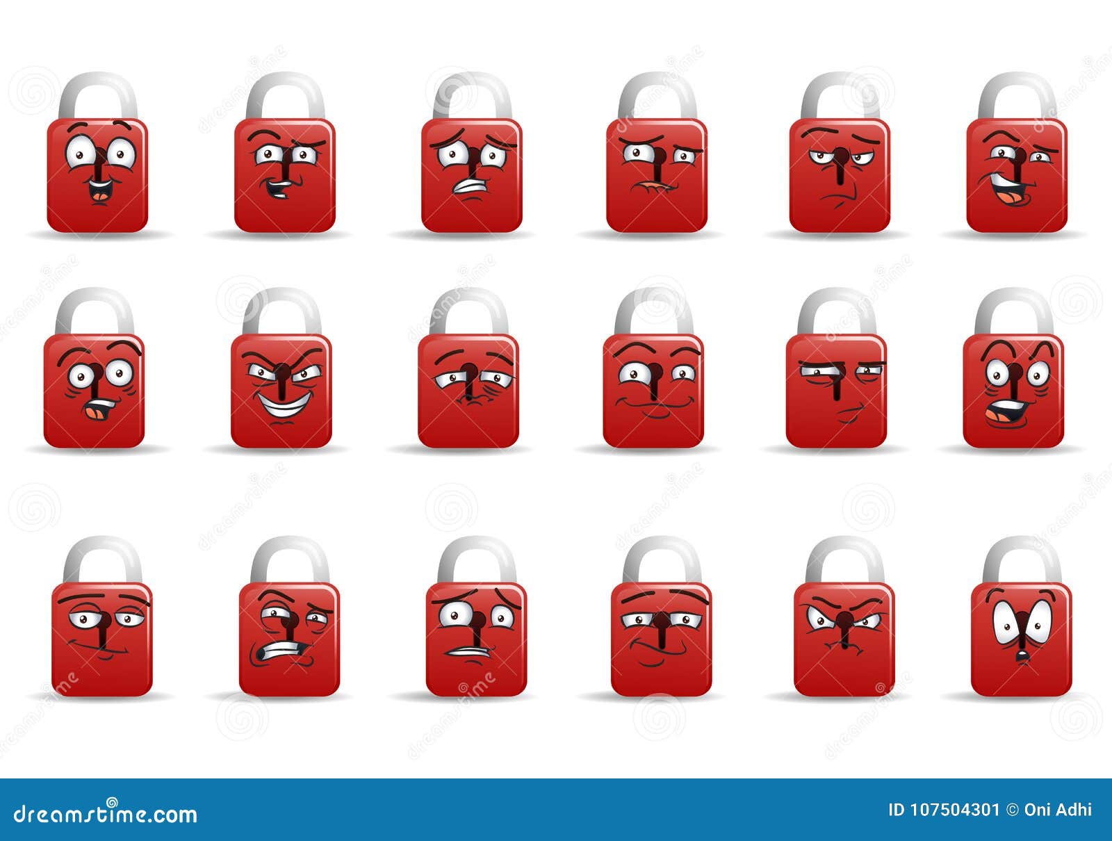 Lock Avatar Icon Set On Isolated Cartoon Vector | CartoonDealer.com ...