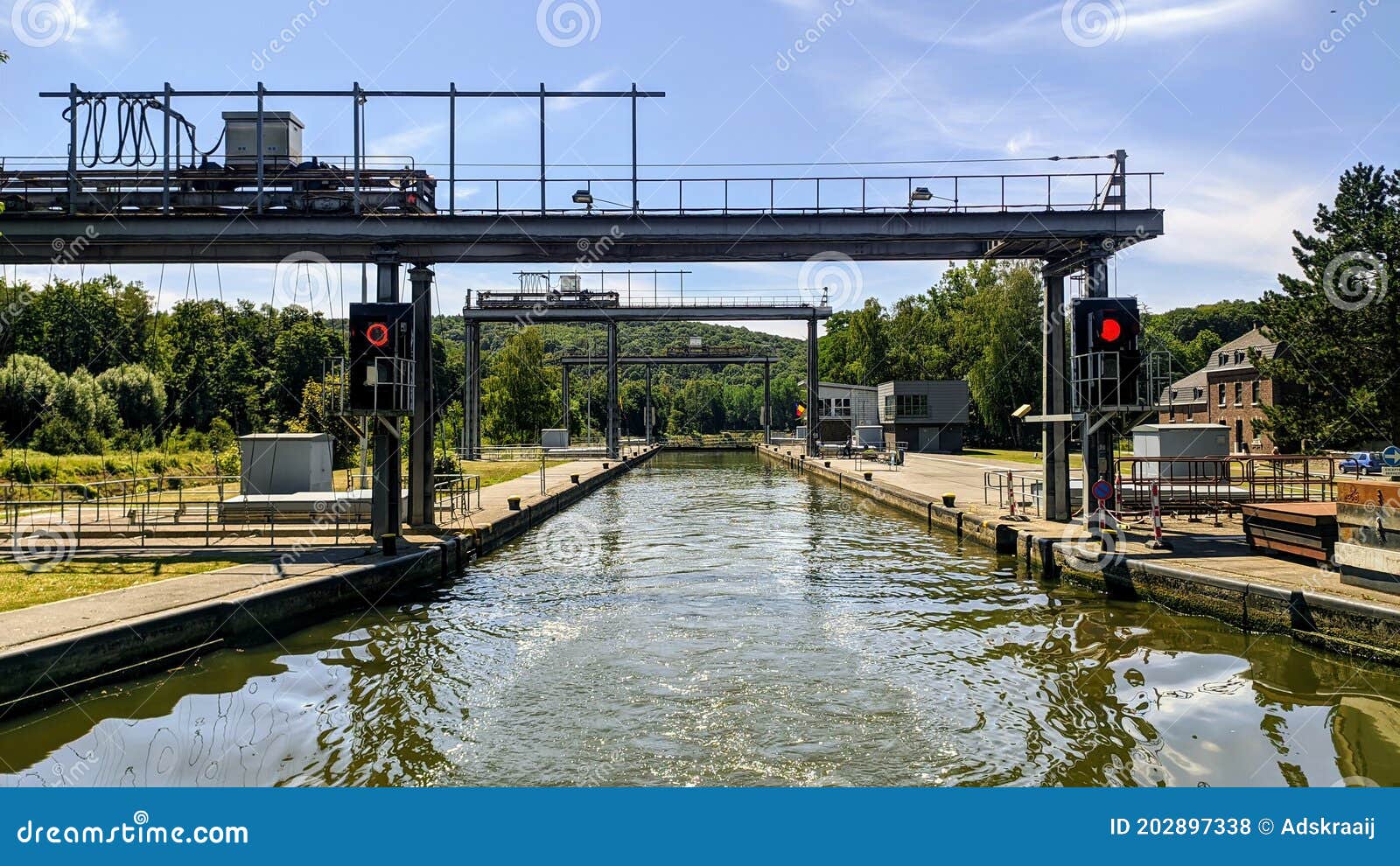 A lock in belgium stock photo. Image of river, reservoir - 202897338