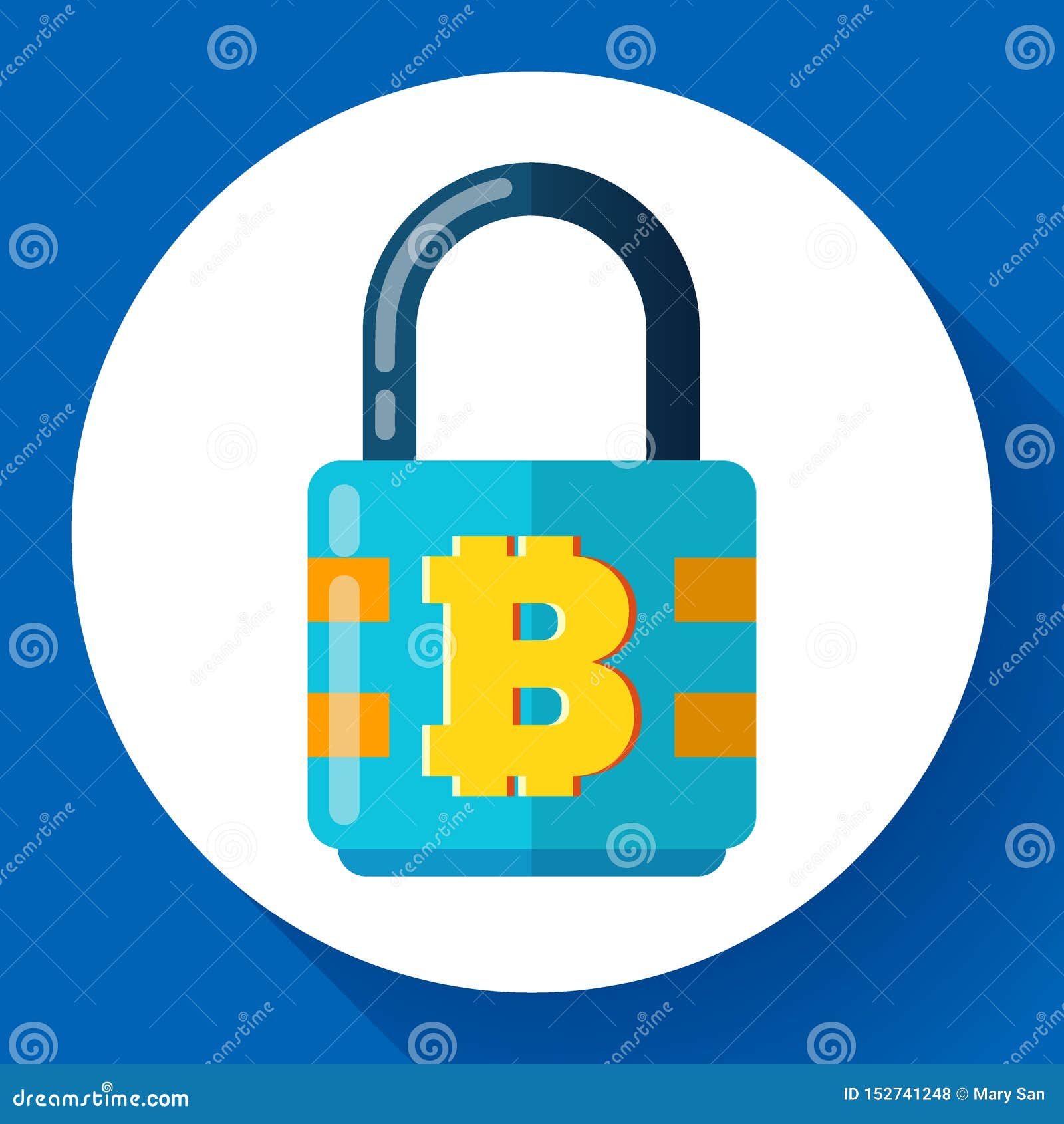 Lock with Bitcoin Symbol Icon, Cryptocurrency Cyber Security Concept ...