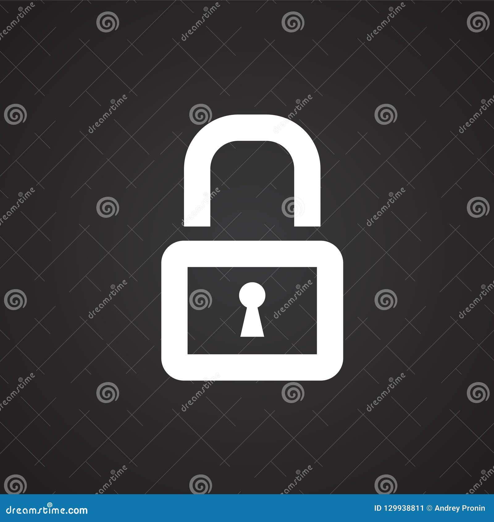 Lock on black background stock vector. Illustration of keylock - 129938811