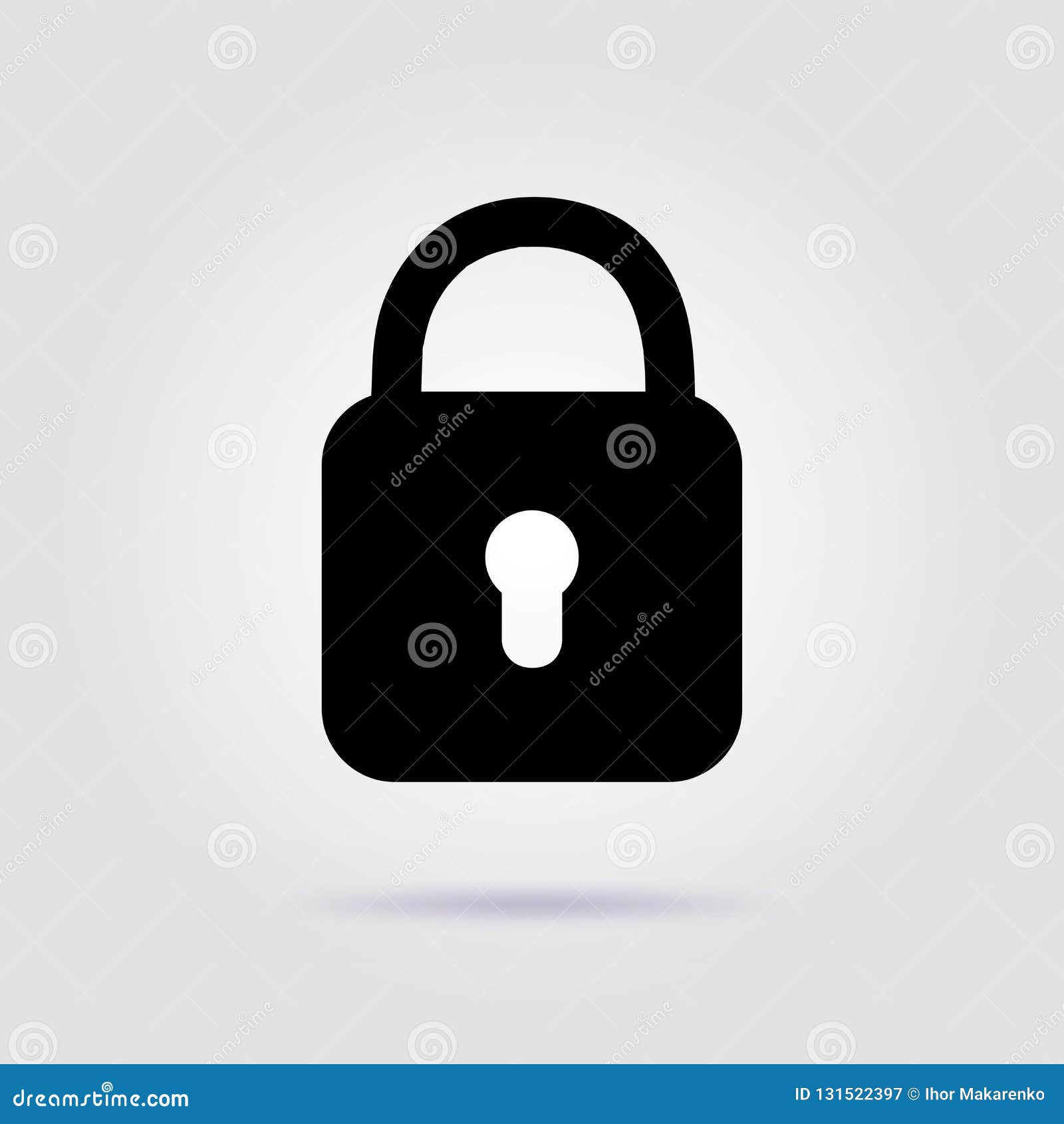 Lock Black Vector Icon on Gray Background Stock Illustration ...