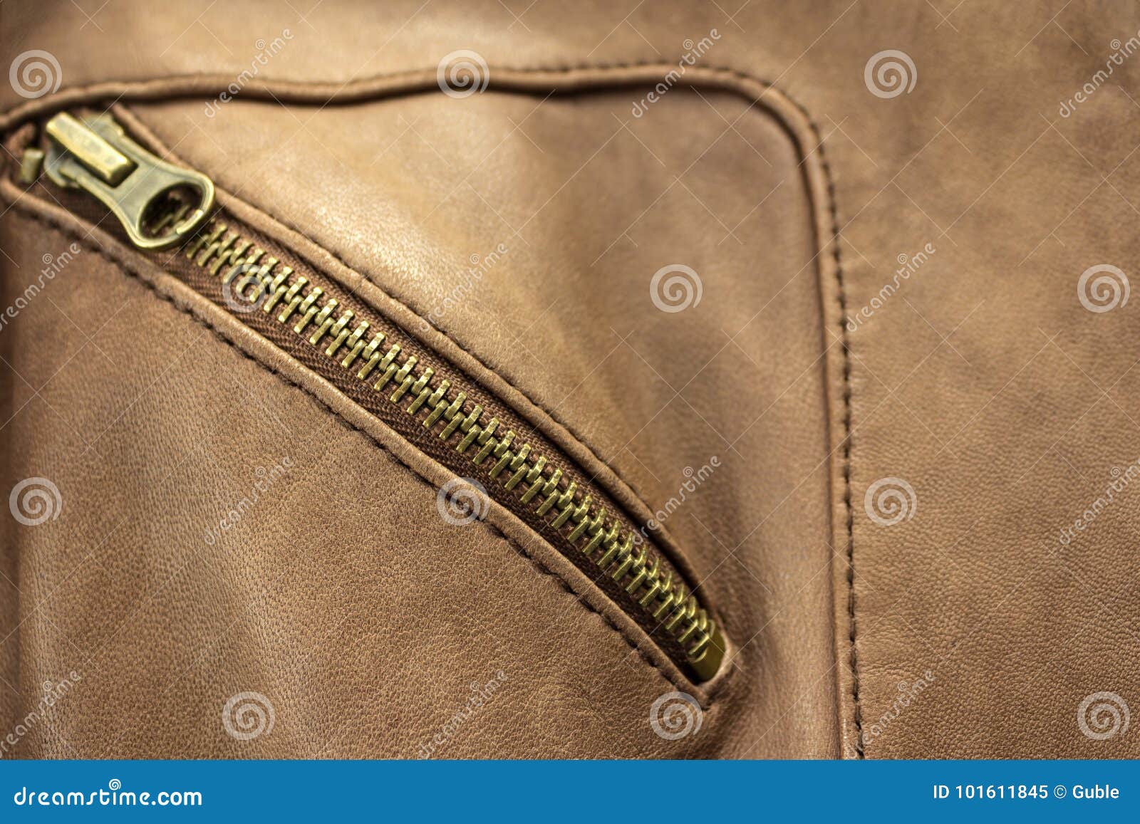 Lock on Brown Leather Jacket Stock Image - Image of color, jacket ...