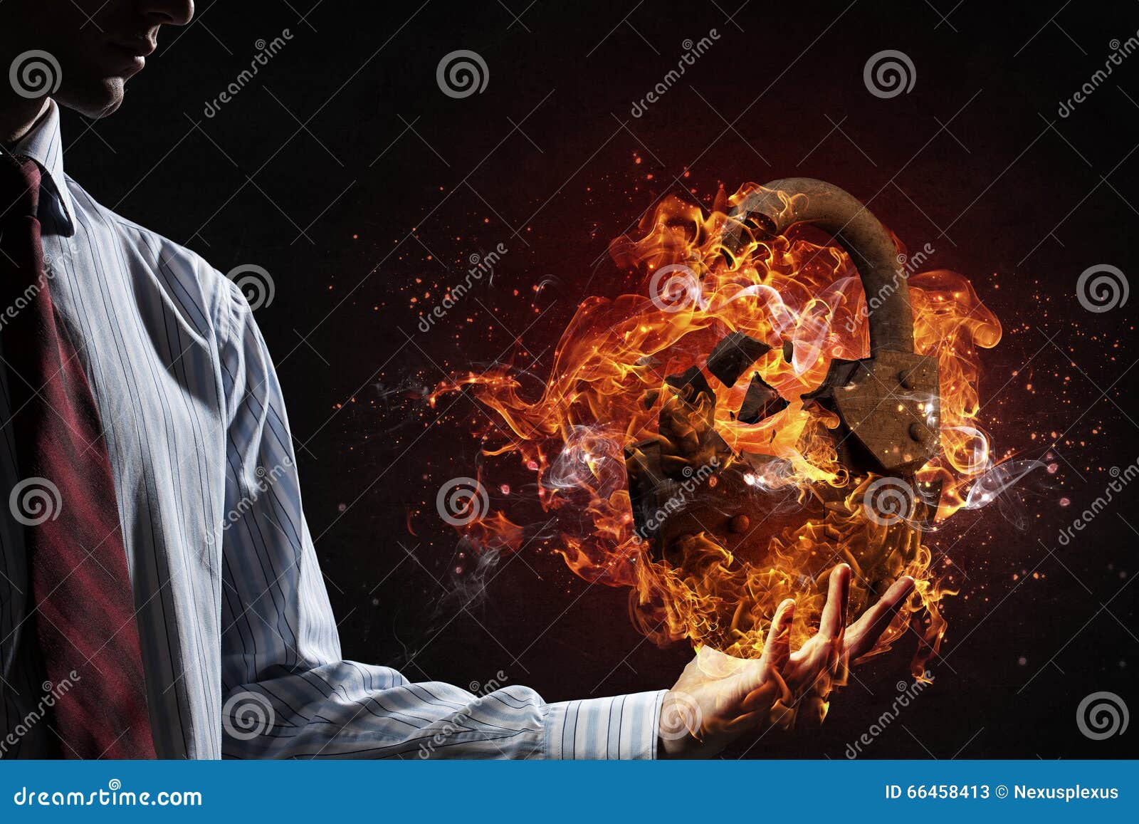 Lock burning in fire stock image. Image of danger, abstract - 66458413