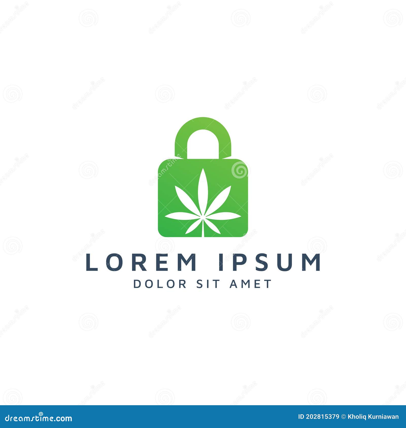 Lock and Cannabis Negative Space Logo Design Stock Vector ...