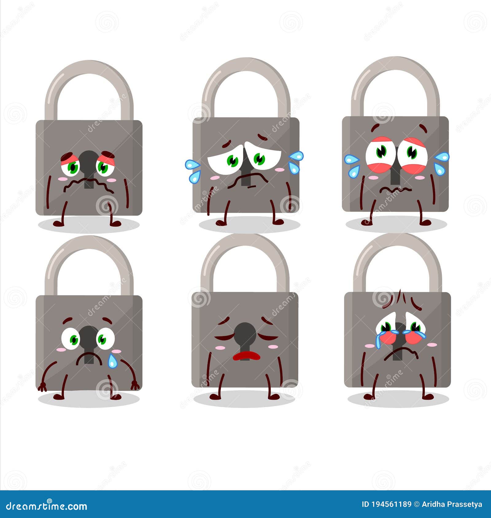 Lock Cartoon in Character with Sad Expression Stock Vector ...
