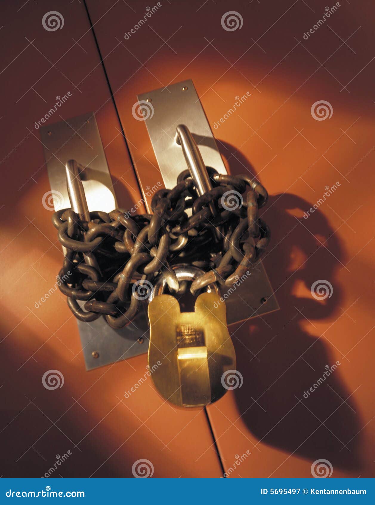 Lock and Chain on Double Doors Stock Image - Image of photograph, chain ...