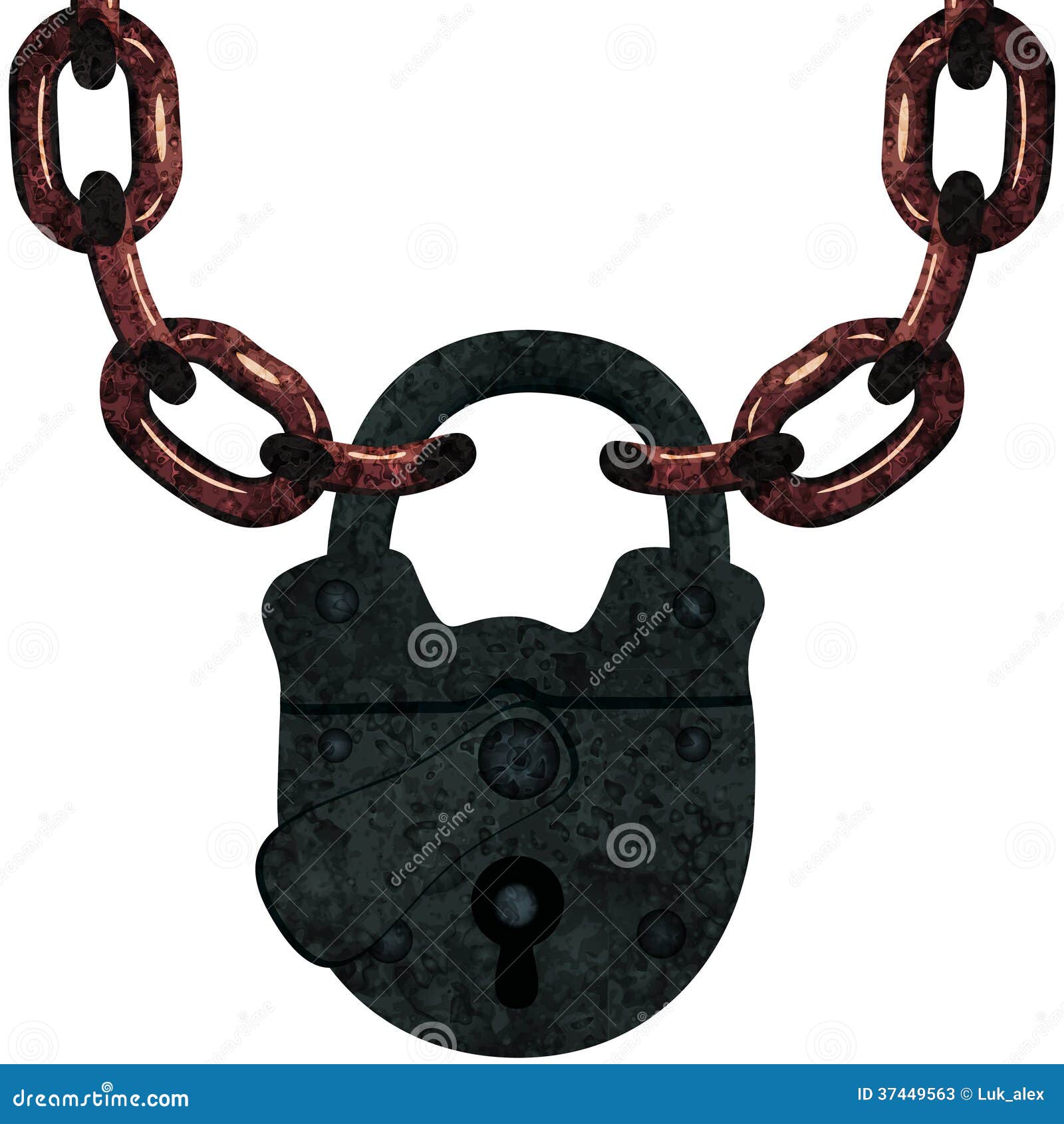 Lock on a chain. stock vector. Illustration of oldfashioned - 37449563