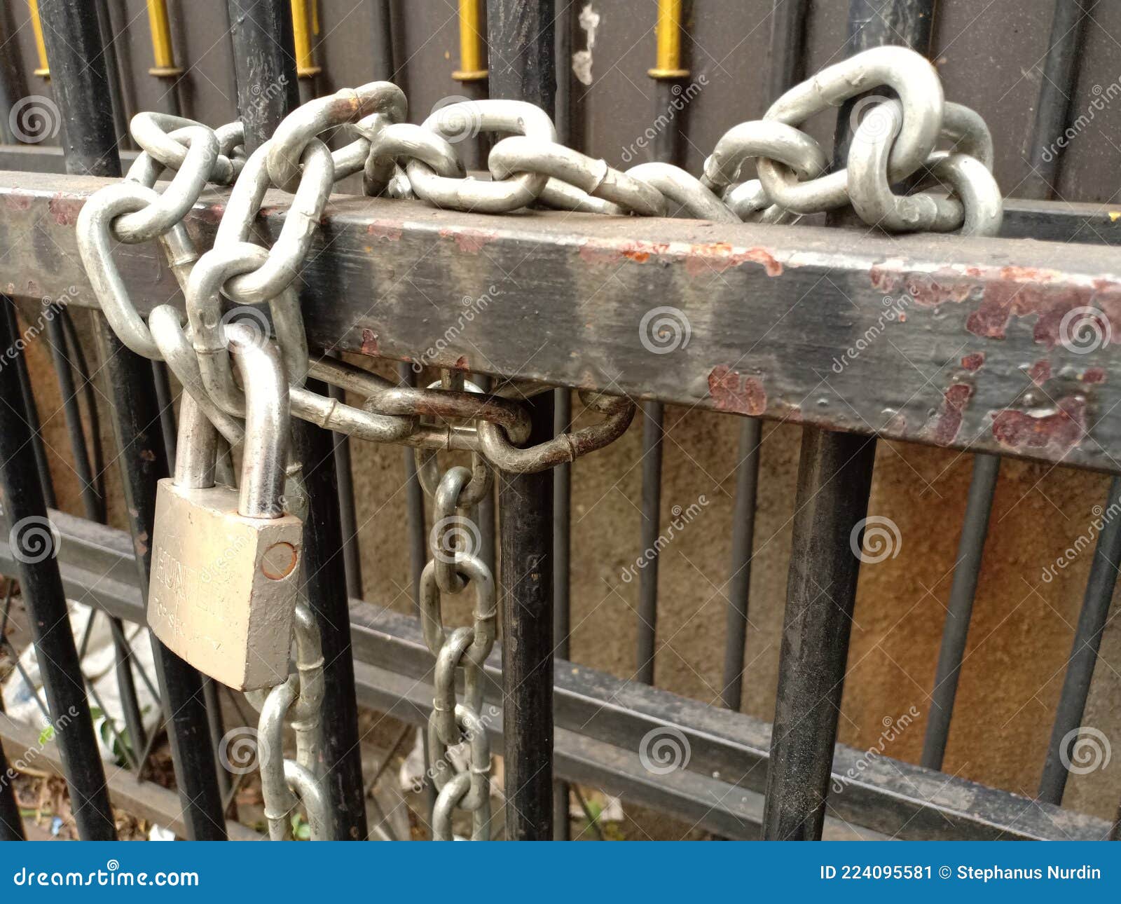 Lock and Chain on the Iron Fence Stock Image - Image of wood, carving ...