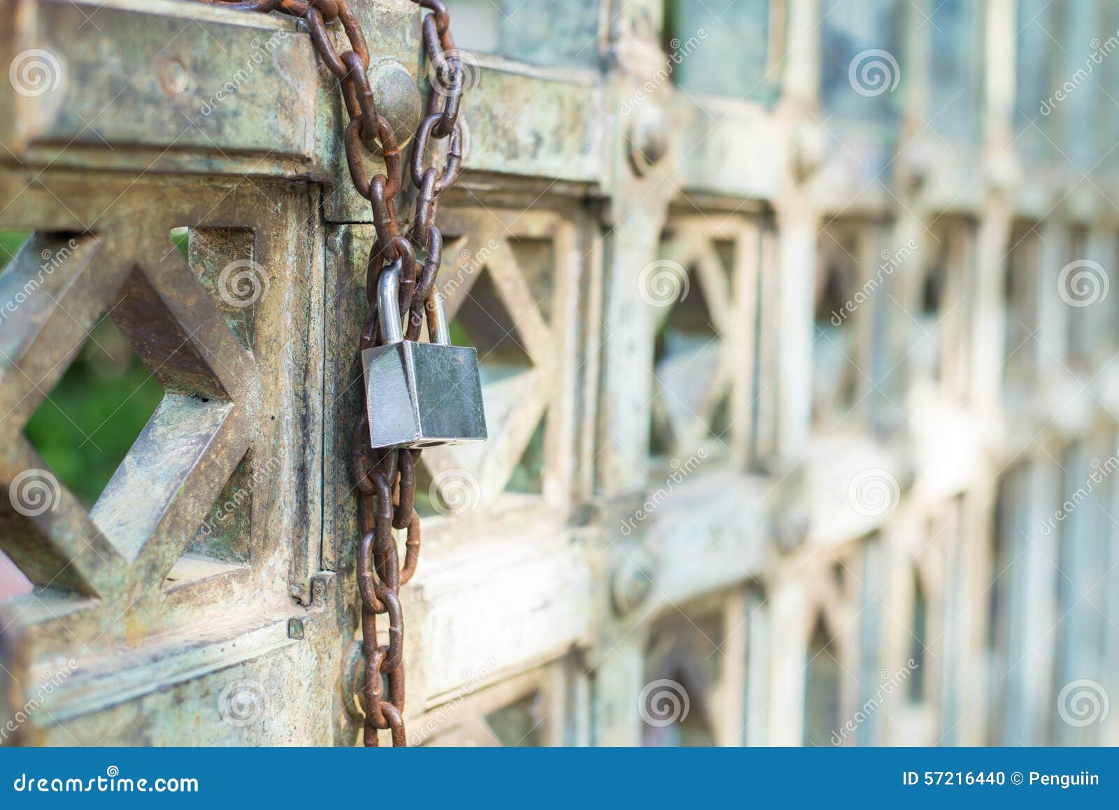 Lock on a Chain Link Security Fence. Stock Photo - Image of constrain ...