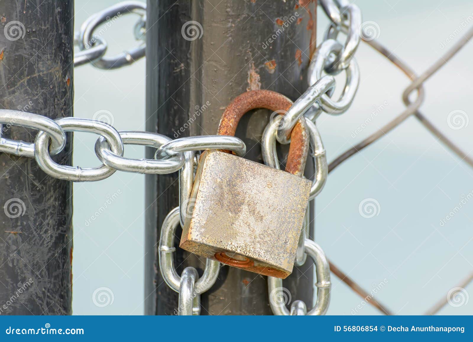 Lock on a chain stock photo. Image of metal, chain, padlock - 56806854