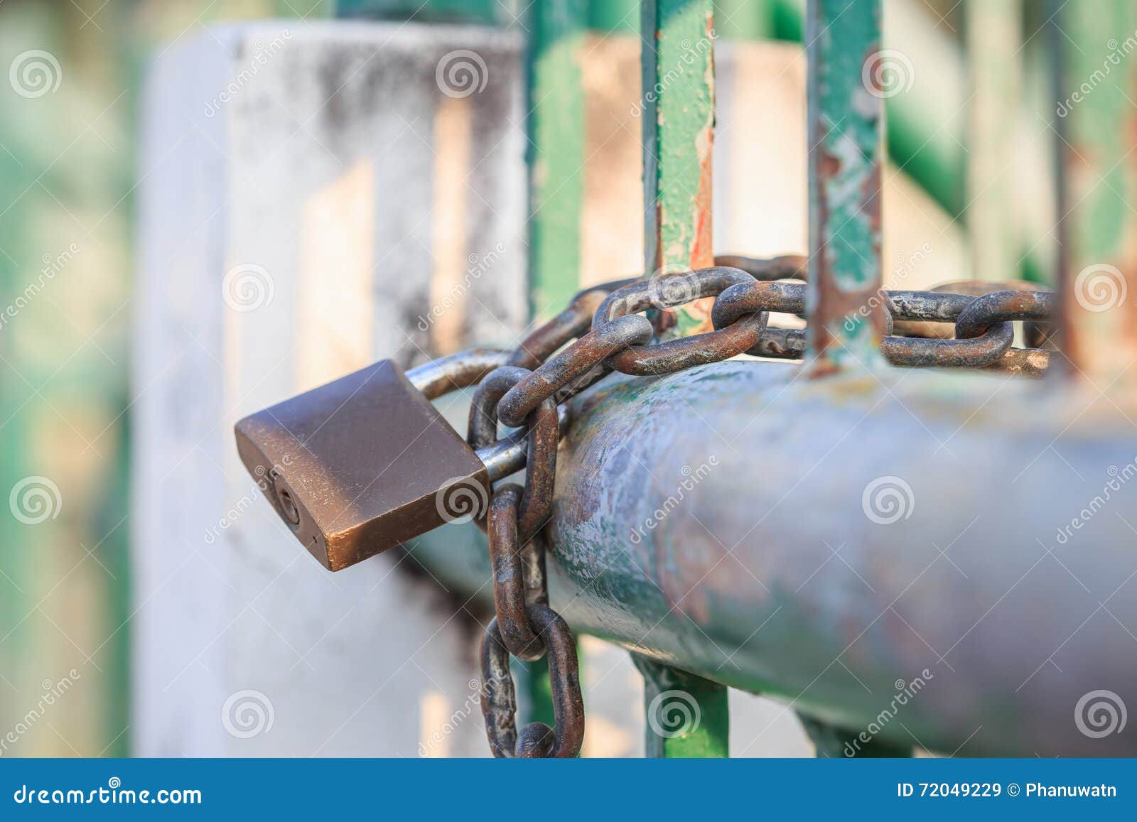 Lock and Chain on Steel Fence Stock Image - Image of safety ...