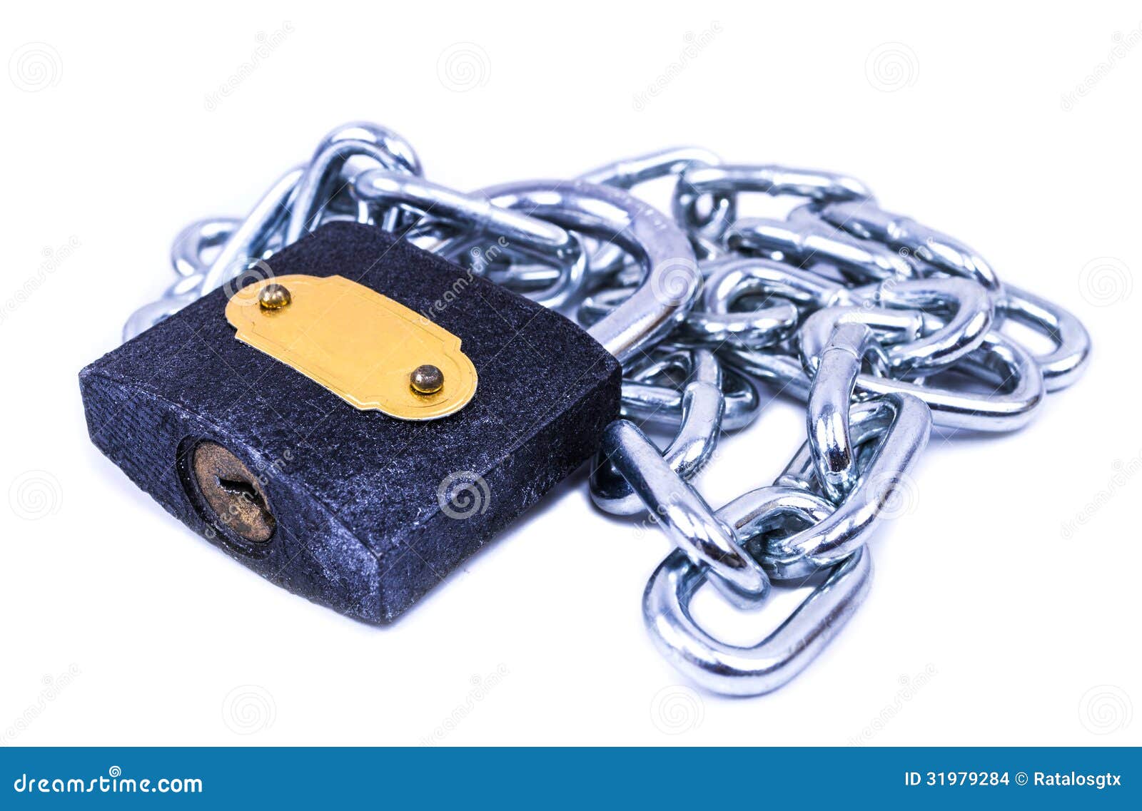 Lock and Chain on White Backgrounds Stock Photo - Image of gold, closed ...