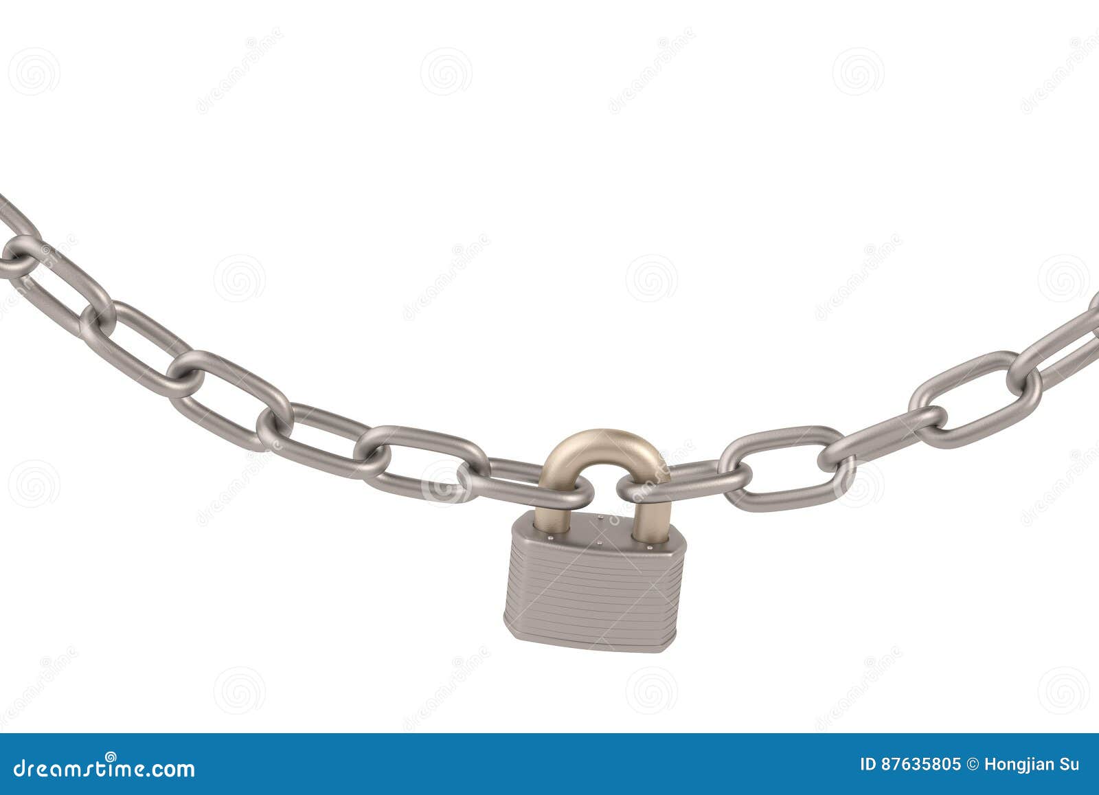 Lock and Chains on White Background,3D Illustration. Stock Illustration ...