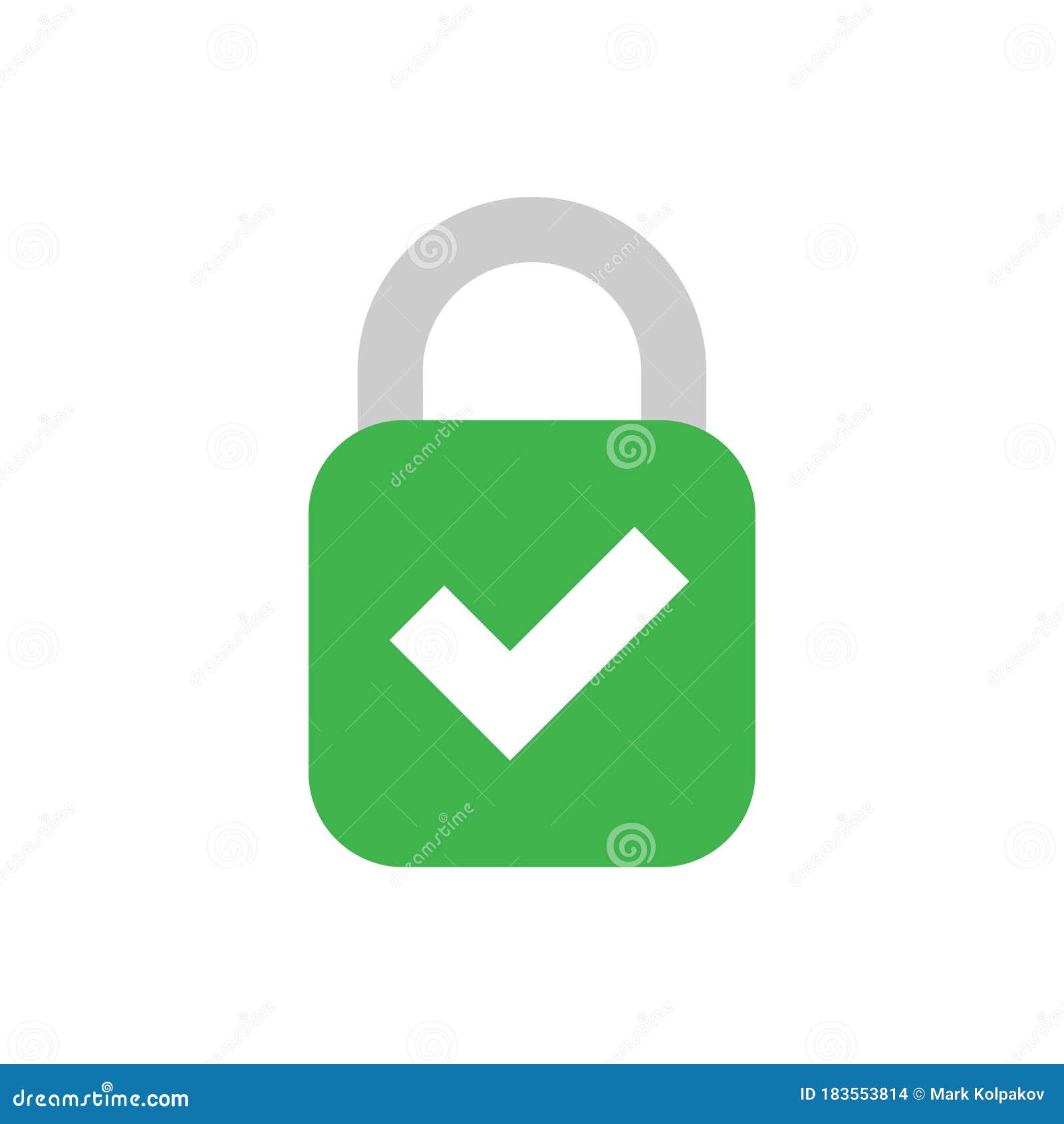 Lock with Check Mark Color Flat Icon. Isolater Simple Vector Stock ...