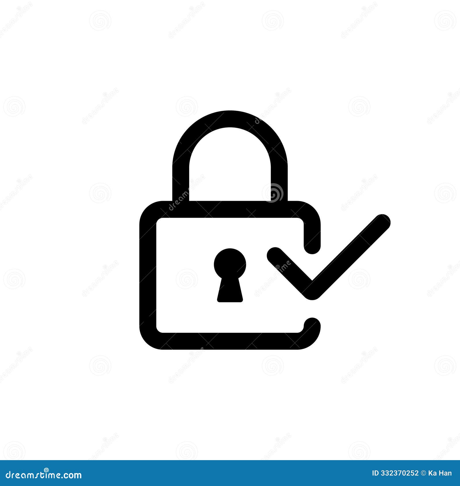 Lock with Check Mark Icon. Padlock and Tick Sign Symbol Stock ...