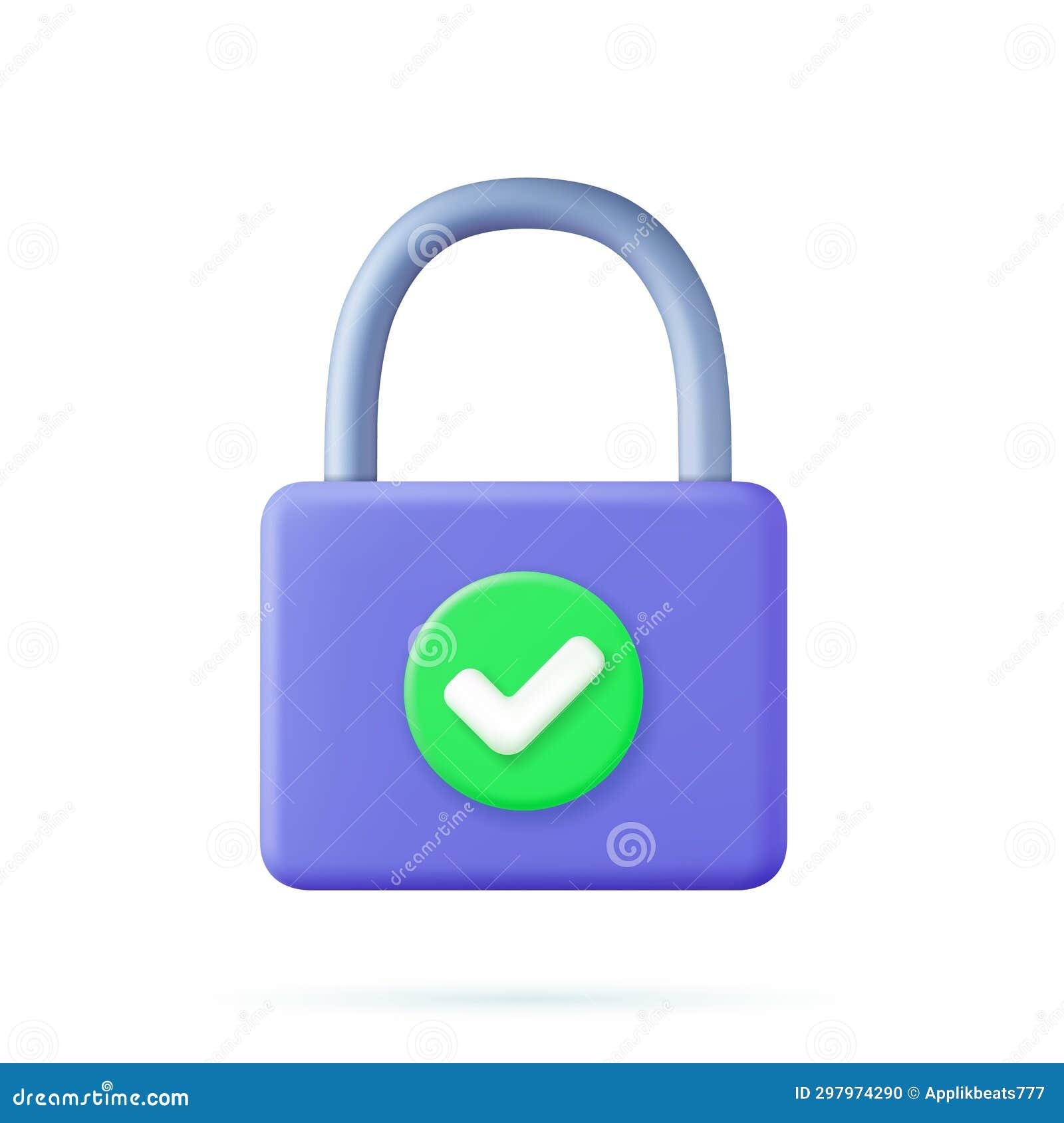 Lock with check mark sign stock illustration. Illustration of padlock ...