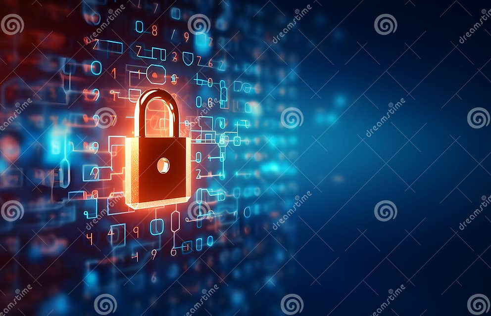 Lock on Circuit Pattern. Concept of Data Security and Cybersecurity. AI ...