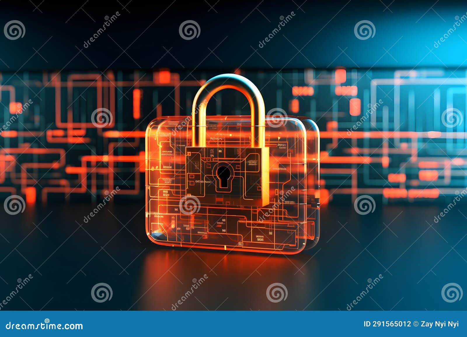 Lock with Circuit Pattern. Concept of Data Security, Cybersecurity ...