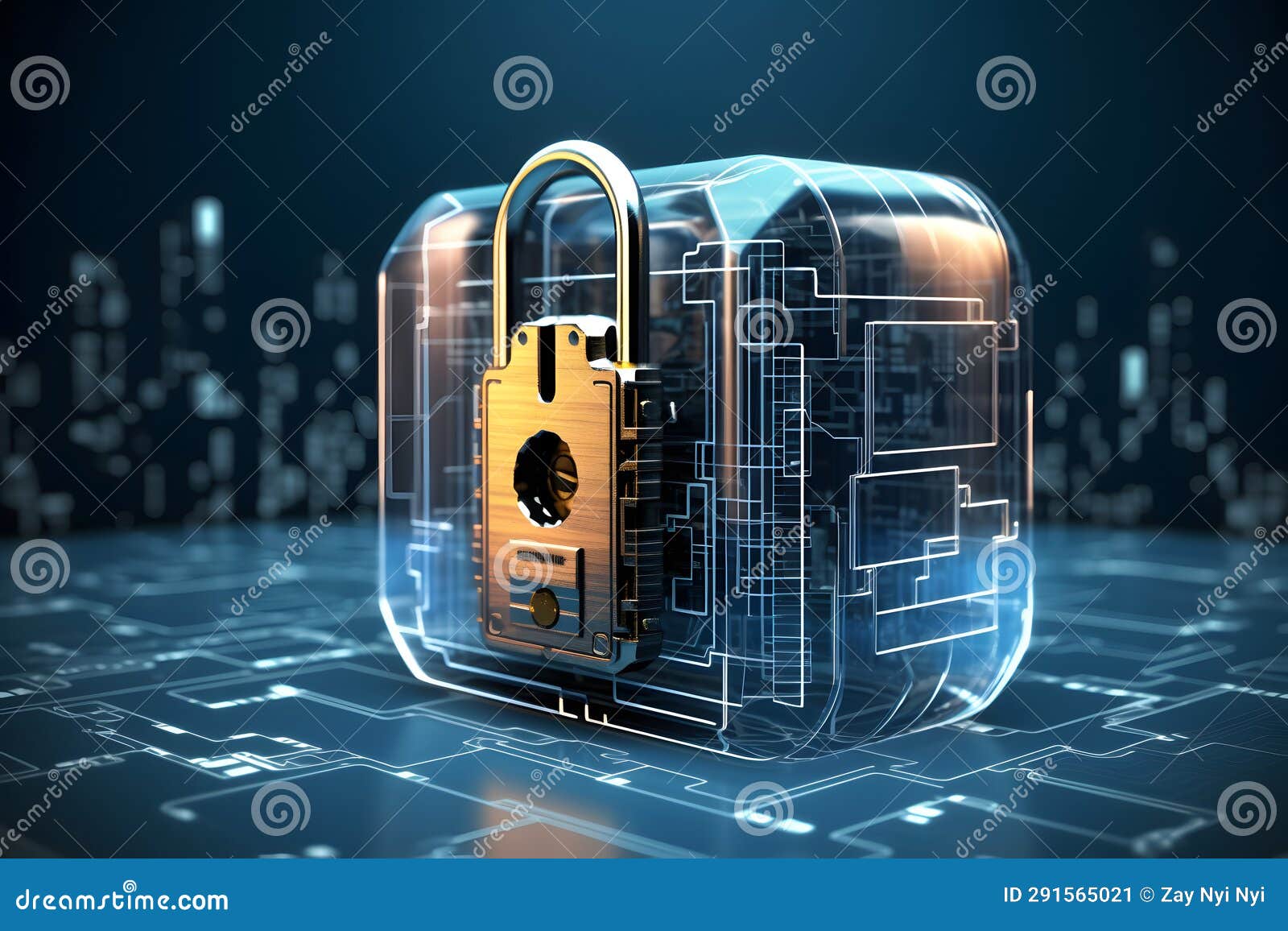 Lock with Circuit Pattern. Concept of Data Security, Cybersecurity ...