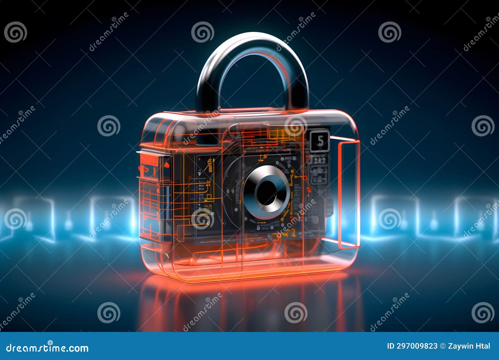 Lock with Circuit Pattern. Concept of Data Security, Cybersecurity ...