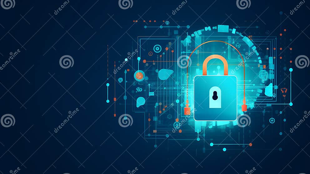 Lock in Circuit Pattern. Concept of Data Security and Cybersecurity. AI ...