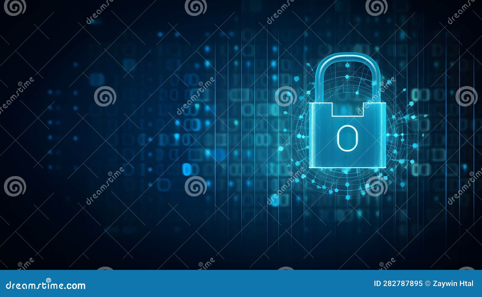 Lock in Circuit Pattern. Concept of Data Security and Cybersecurity. AI Generated Stock ...
