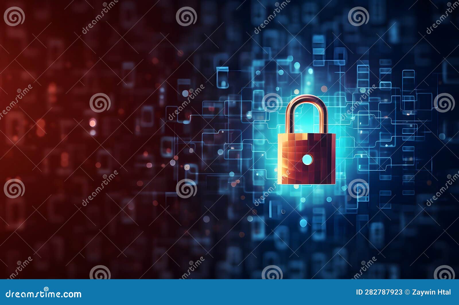Lock On Circuit Pattern Concept Of Data Security And Cybersecurity Ai Generated Stock