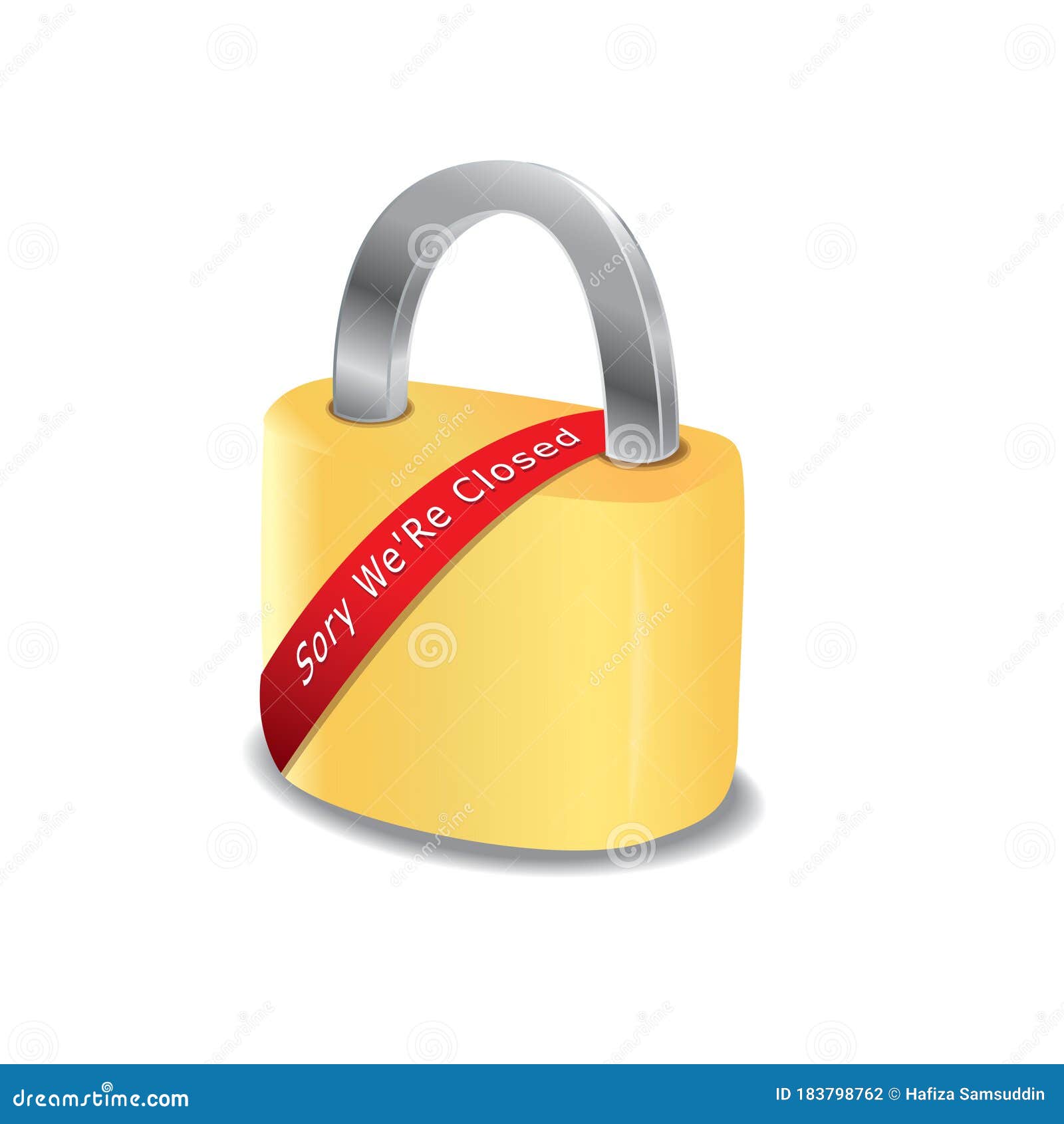 Lock with we are Closed Ribbon. Vector Illustration Decorative ...