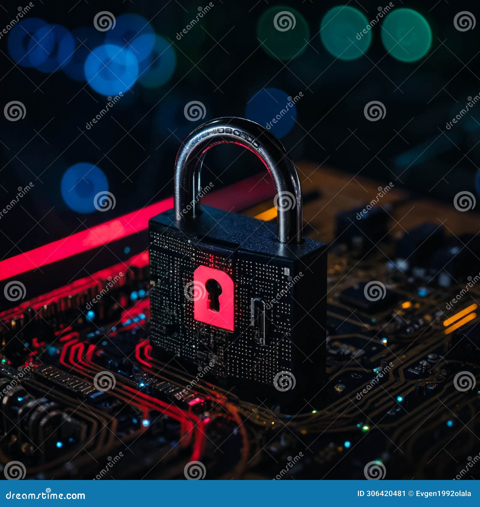 Lock on a Computer Board. Information Security Concept Stock ...