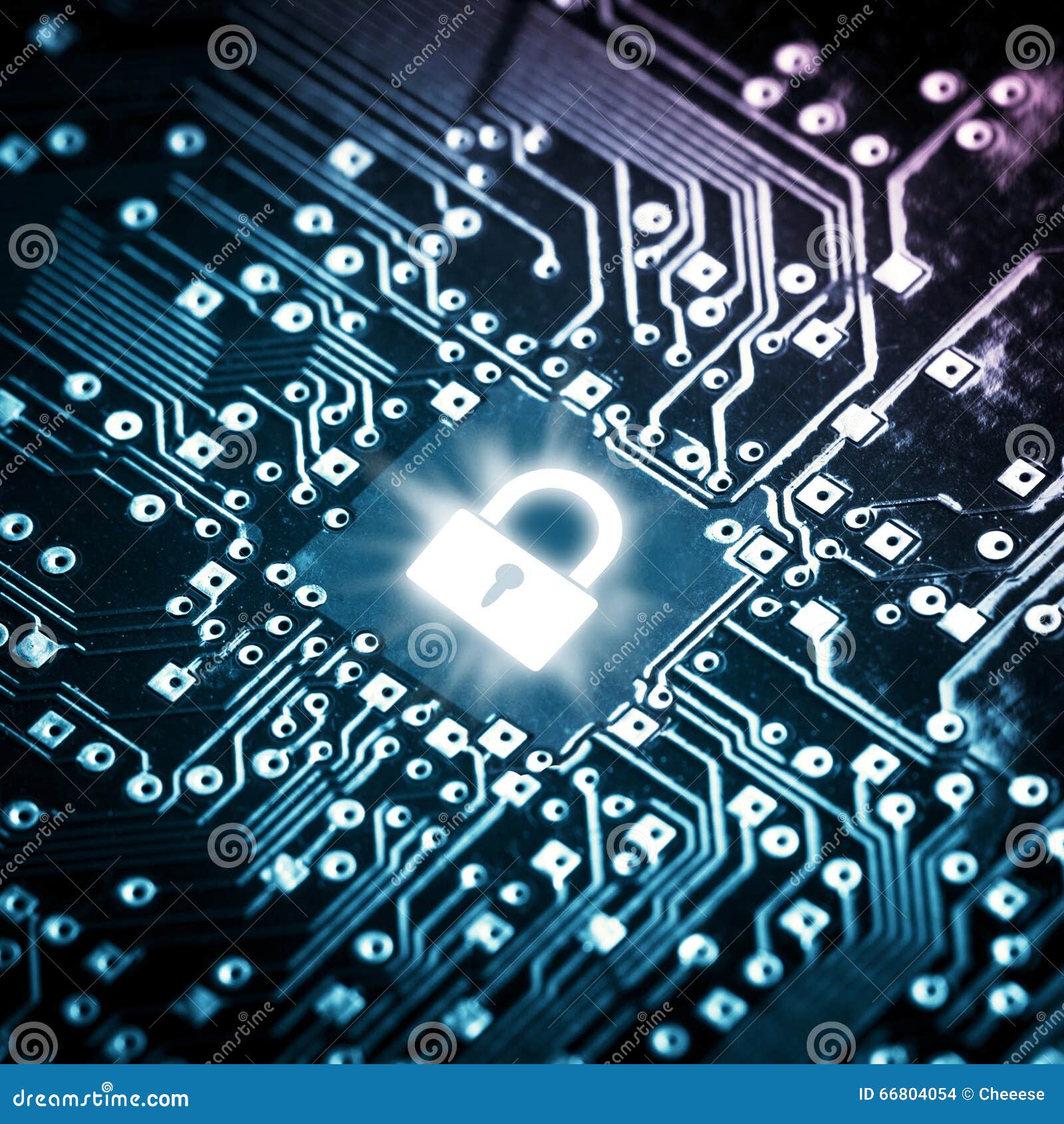 Lock on computer chip stock photo. Image of open, green - 66804054
