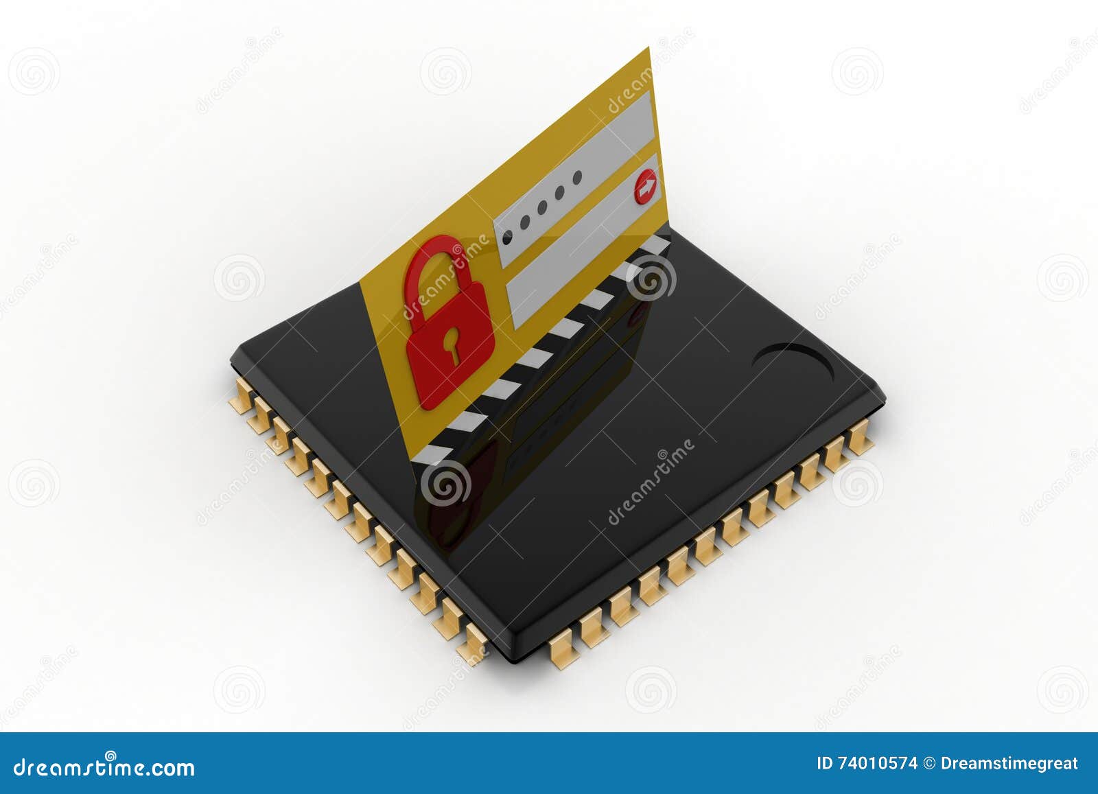 Lock on Computer Chip - Technology Security Concept Stock Illustration ...