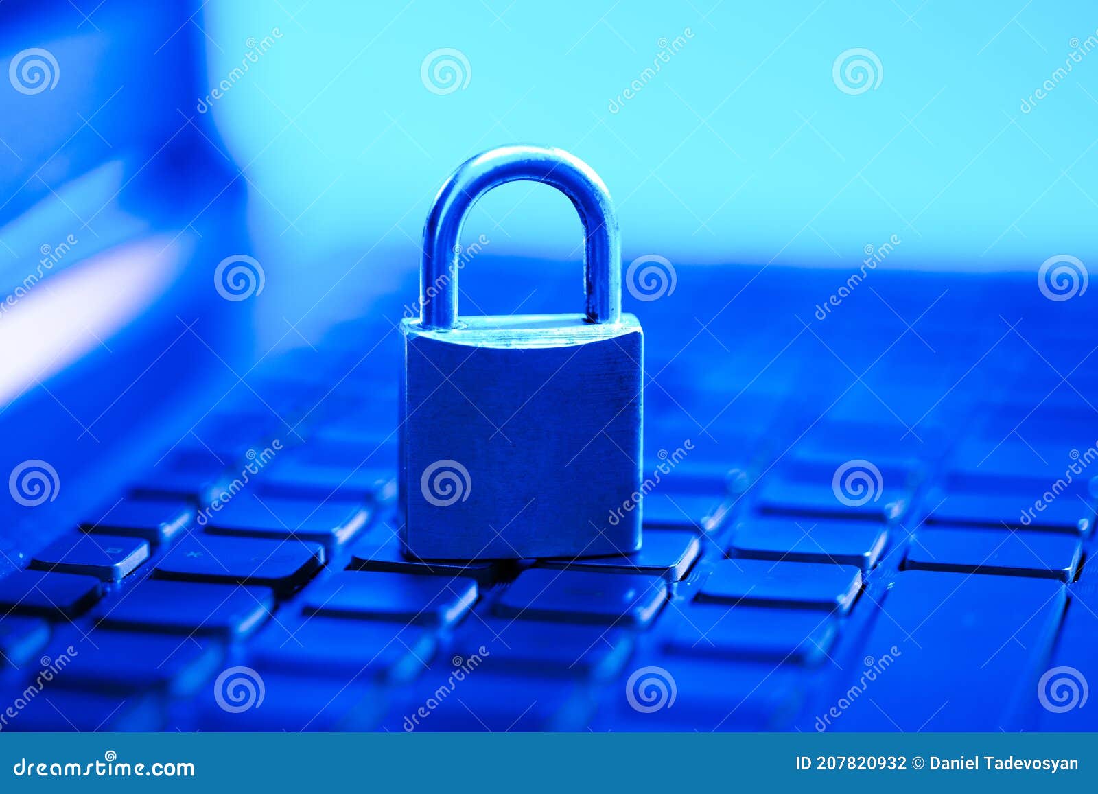 Lock on computer keyboard stock photo. Image of safety - 207820932