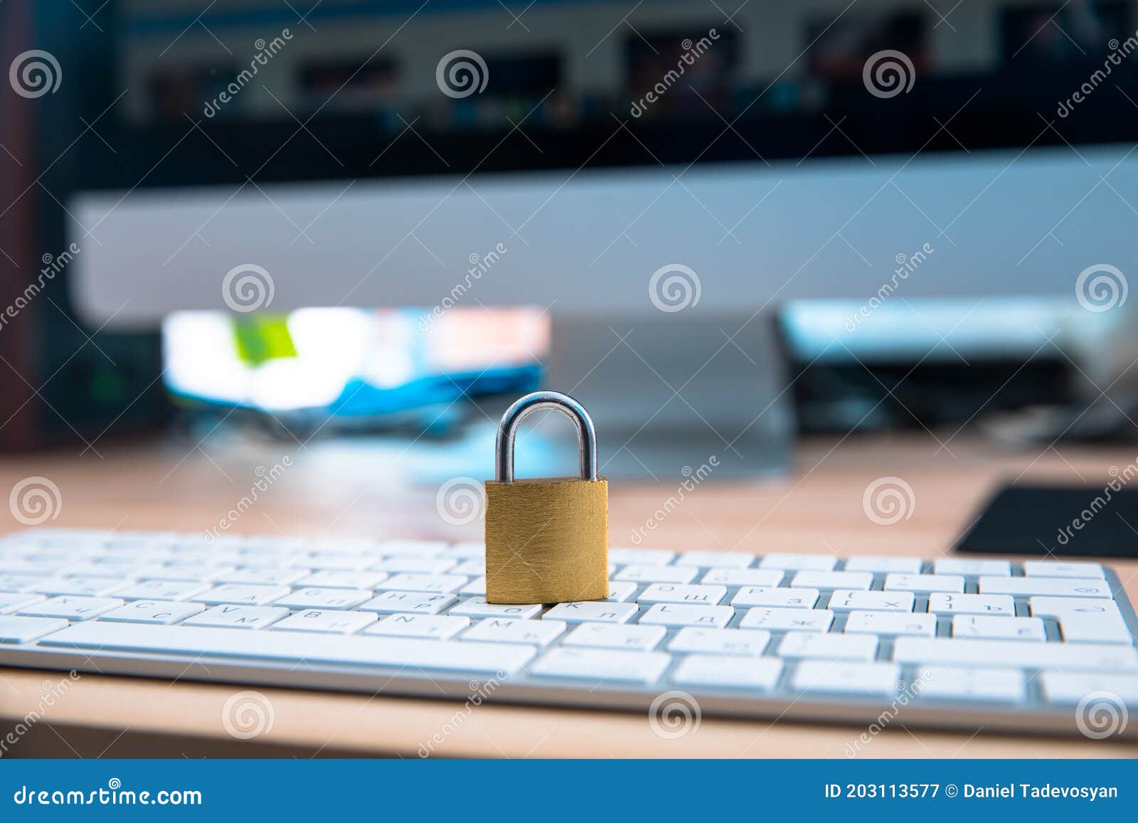 Lock on computer keyboard stock image. Image of data - 203113577
