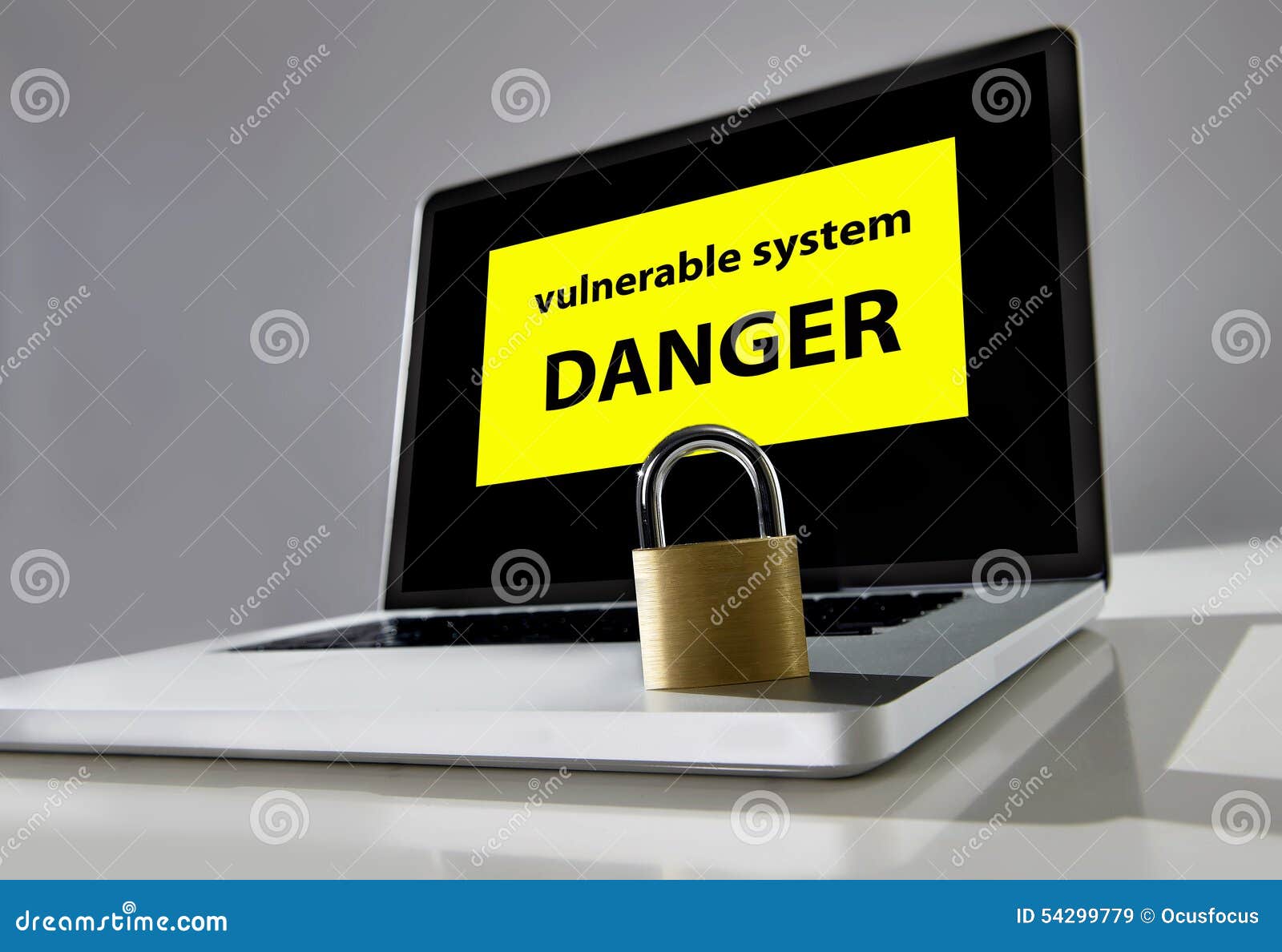 Lock On Computer Laptop Keayboard With Warning Message Danger ...