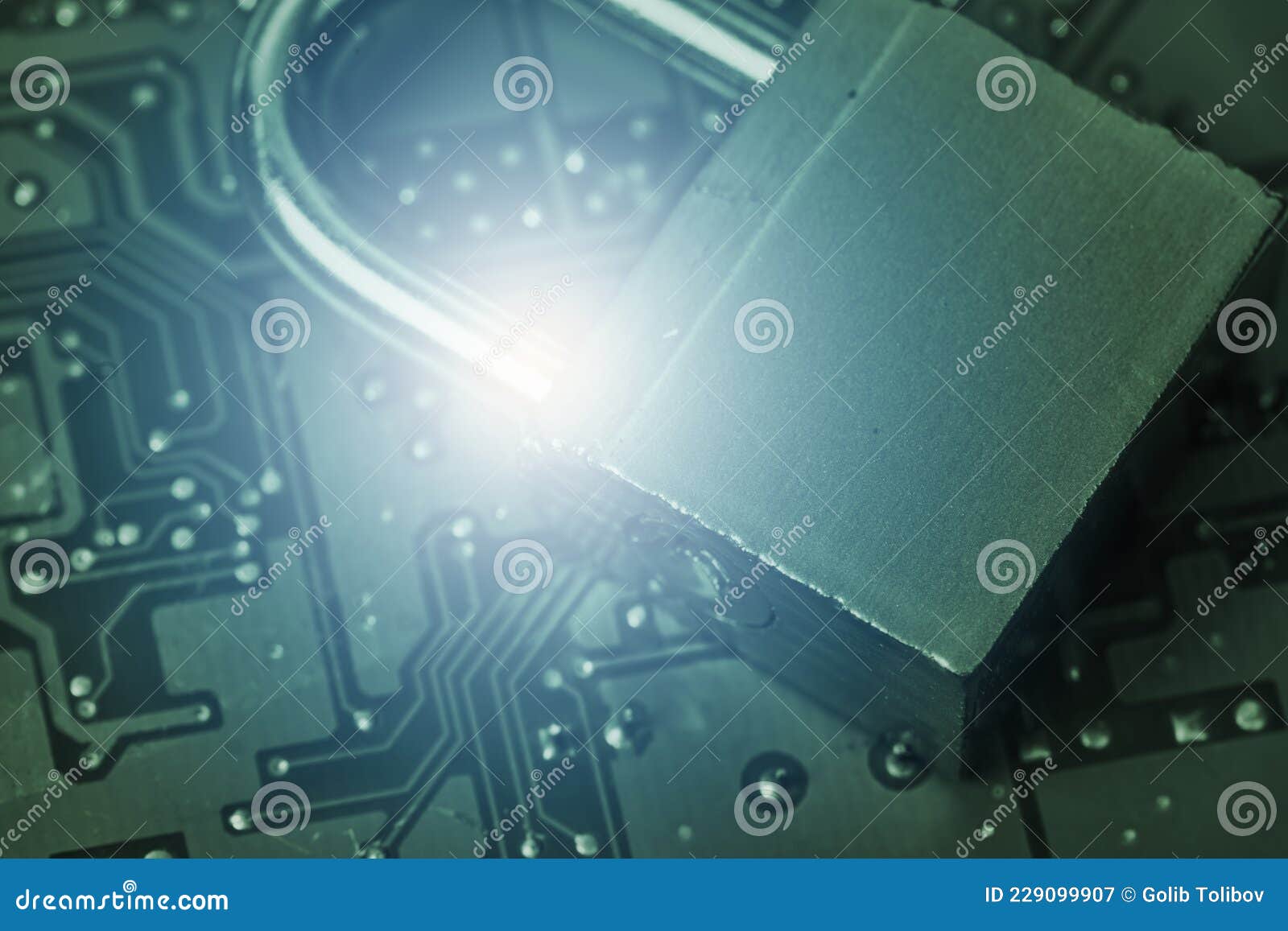 A Lock on the Computer Motherboard Stock Image - Image of motherboard ...