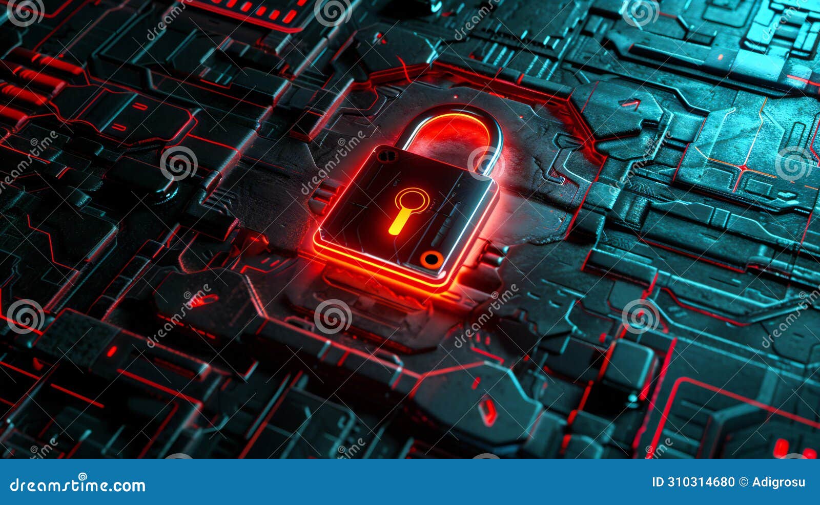 A Lock on a Computer Motherboard or Hardware Device. Security Hardware ...