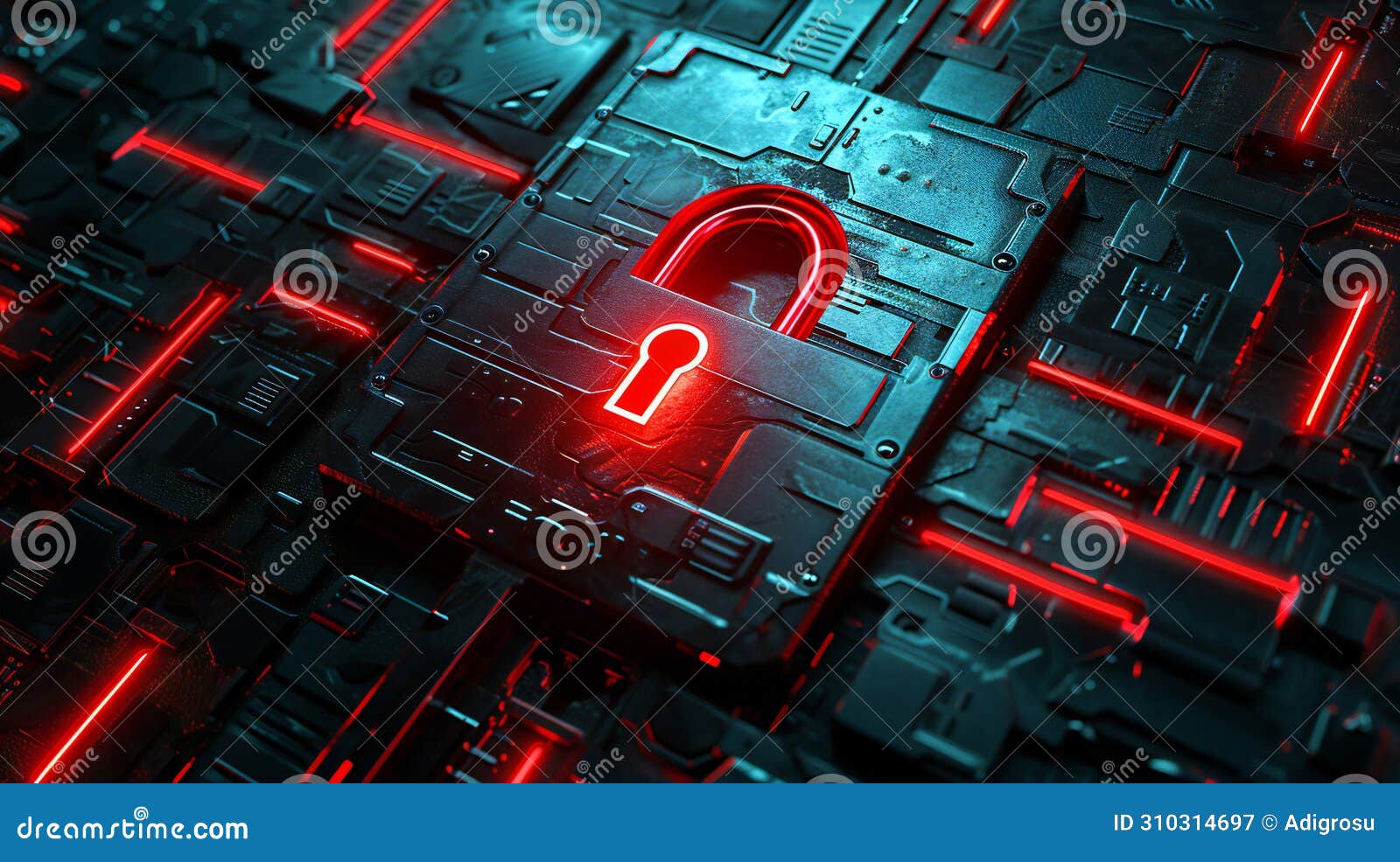 A Lock on a Computer Motherboard or Hardware Device. Security Hardware ...