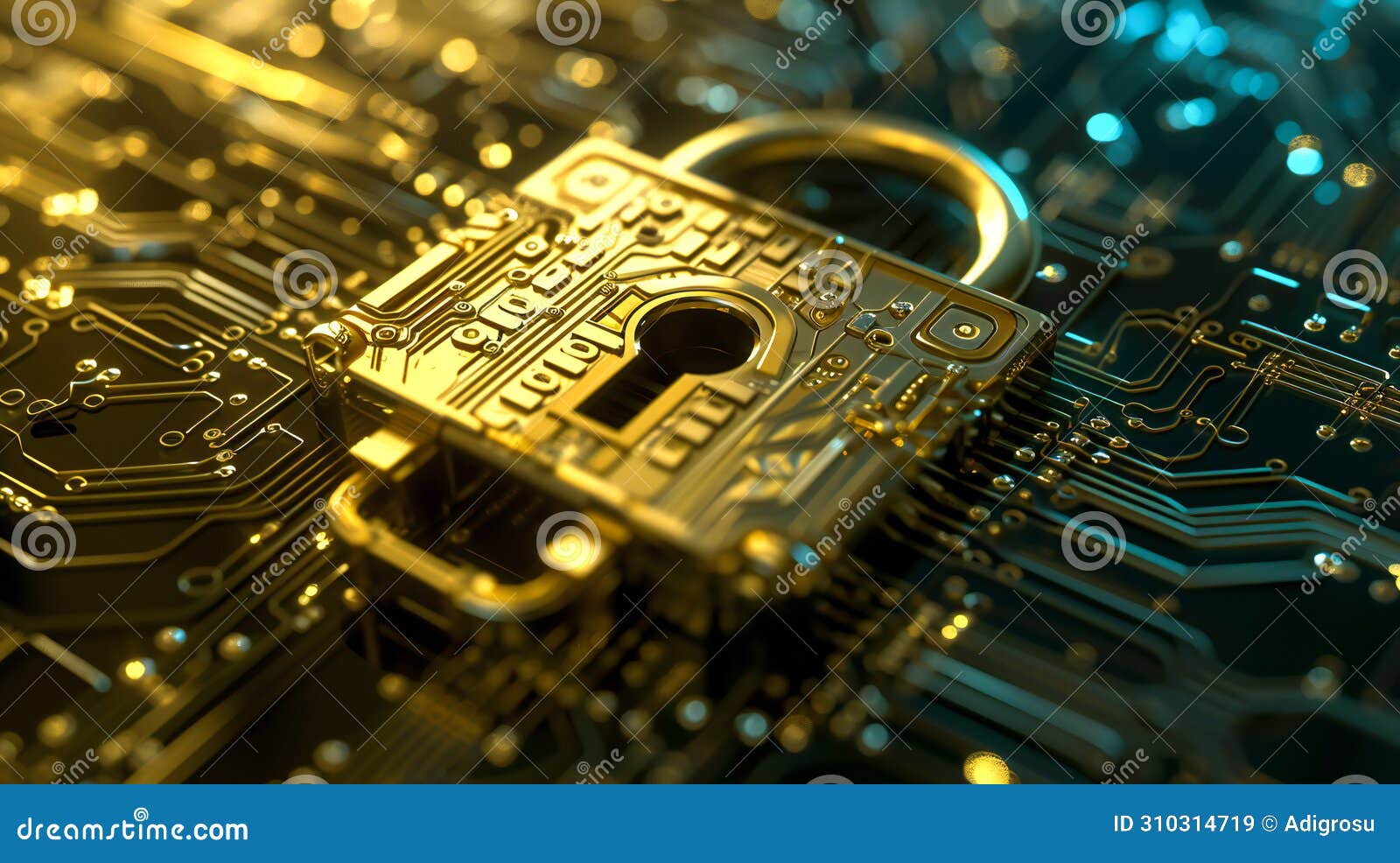 A Lock on a Computer Motherboard or Hardware Device. Security Hardware ...