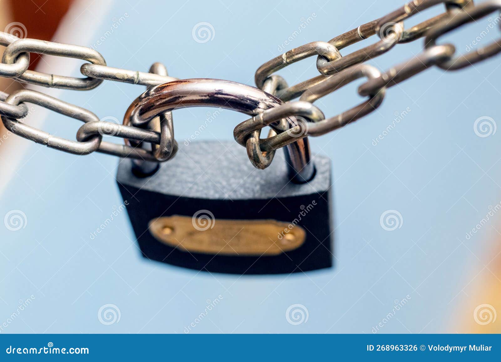 The Lock Connects the Two Parts of the Chain Stock Photo - Image of ...