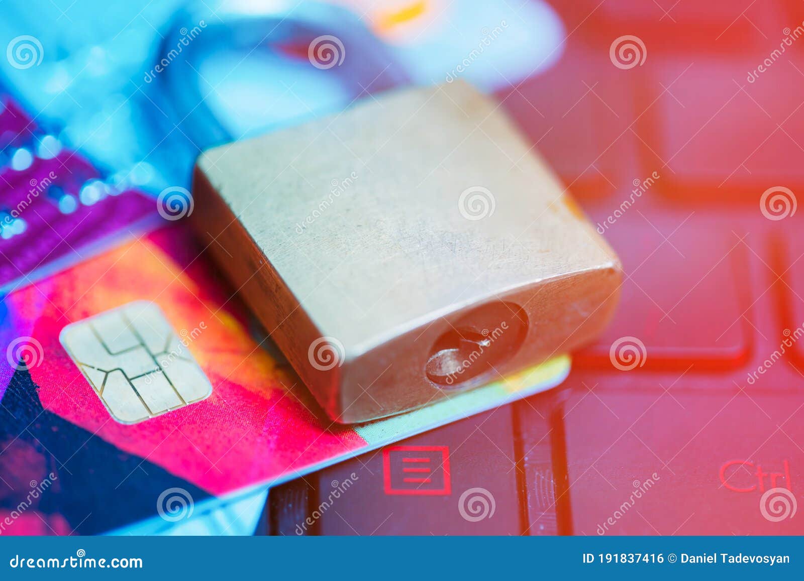 Lock on credit card stock photo. Image of white, finance - 191837416