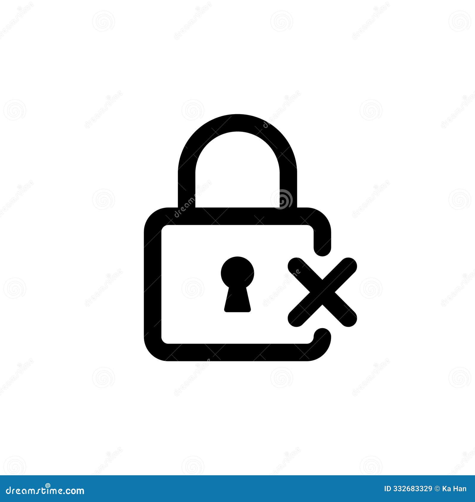 Lock with Cross Mark Icon. Padlock and X Sign Symbol Stock Illustration ...