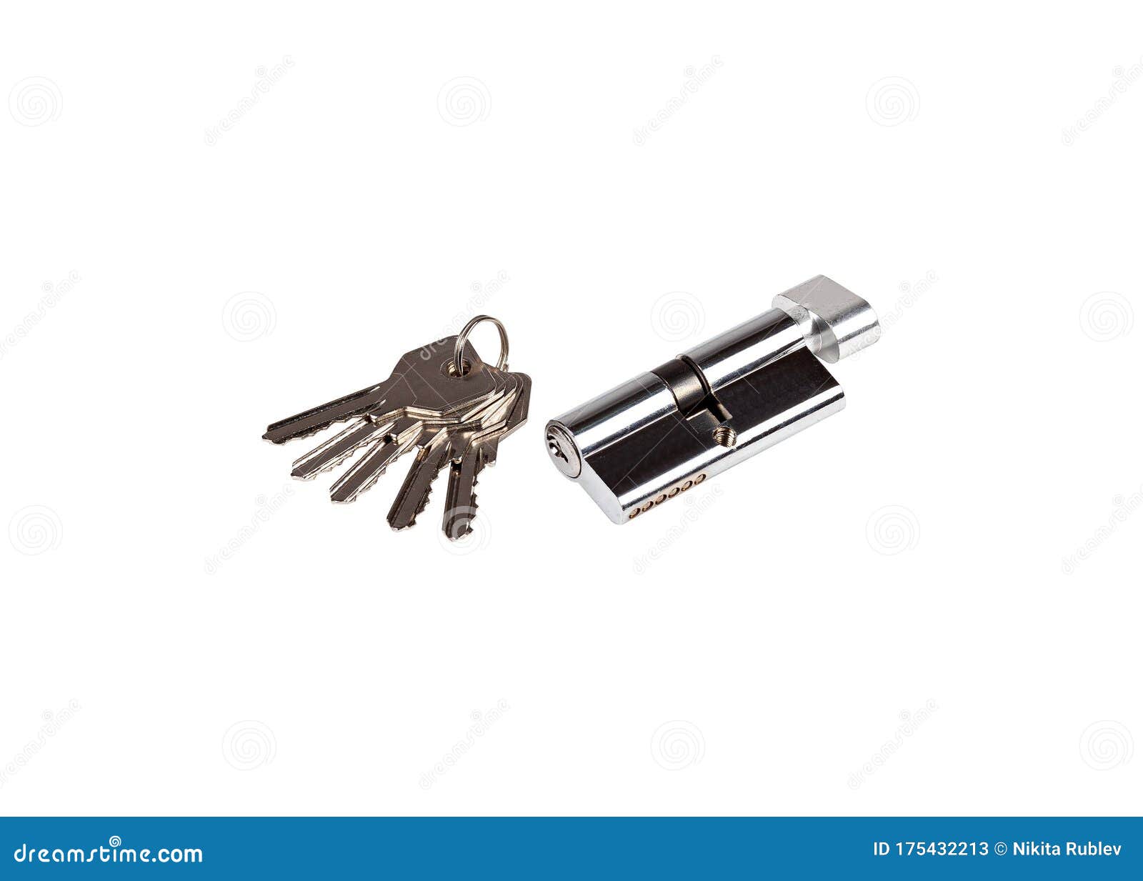 Lock Cylinder with Thumb Turn and Keys Isolated on White Background ...
