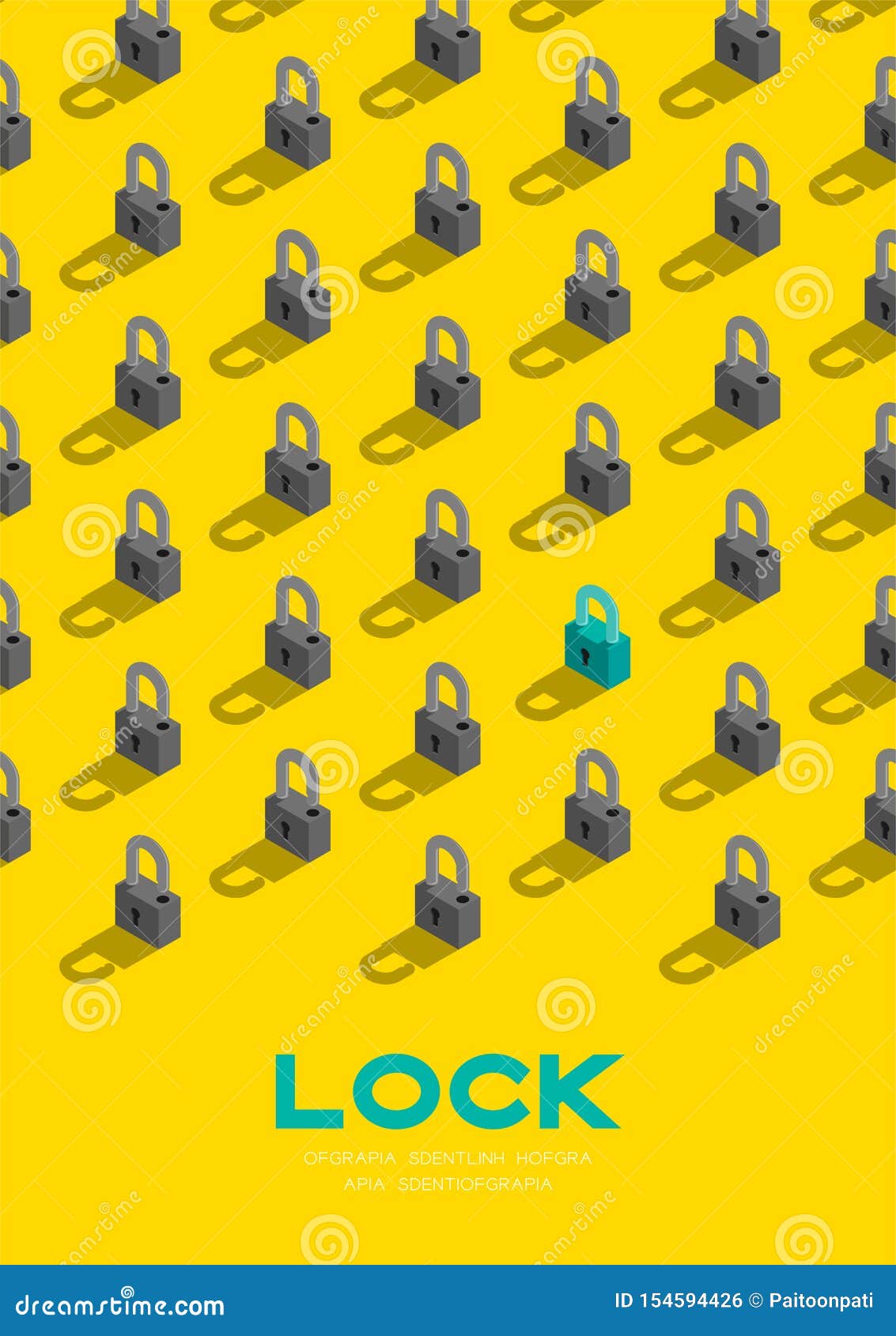 Lock 3D Isometric Pattern, Password Unlock Concept Poster and Banner ...