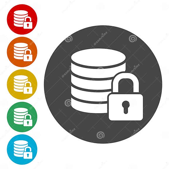 Lock Database Symbol, Locked Database Icon Stock Vector - Illustration of database, server ...