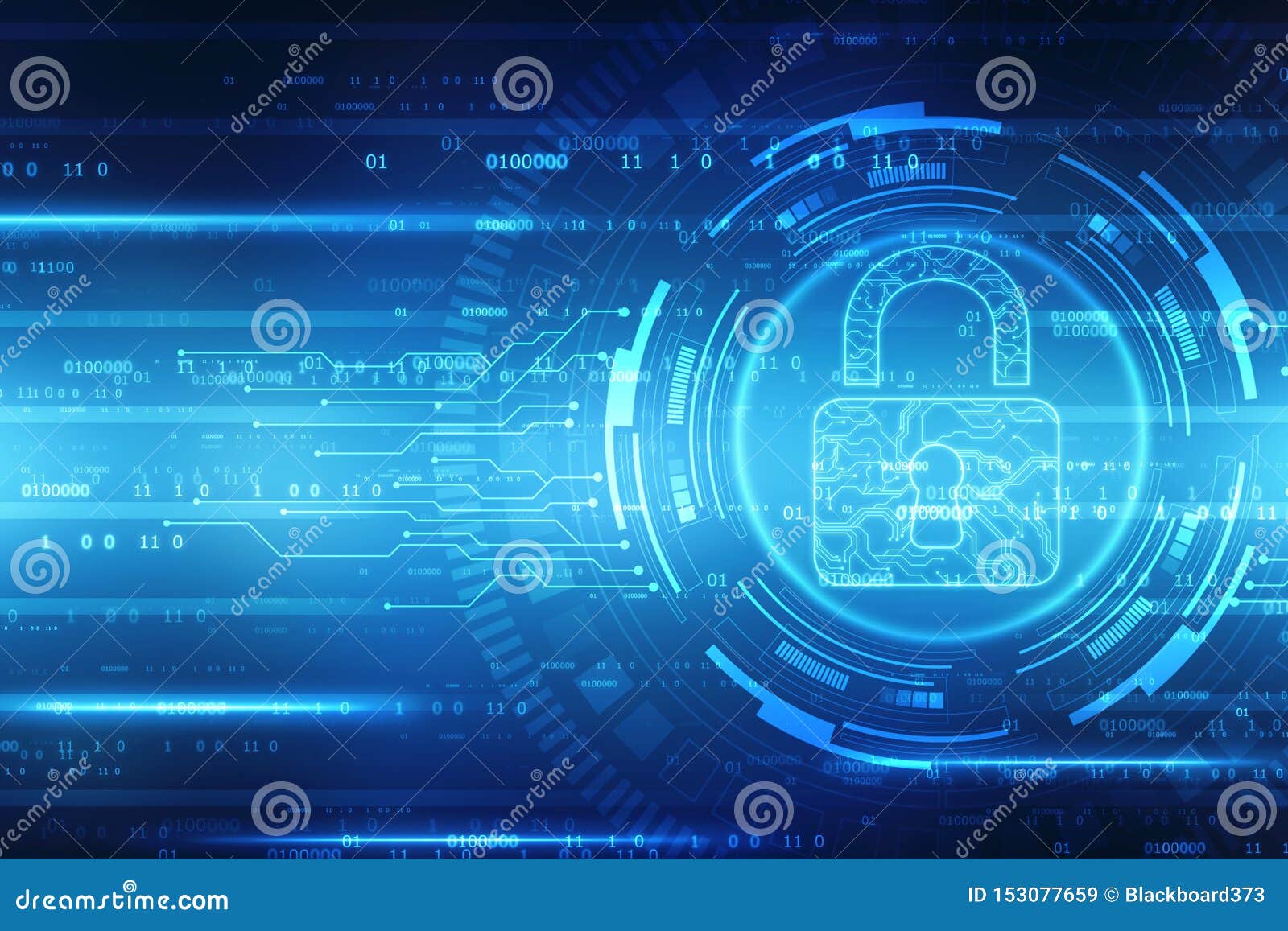 Lock on Digital Screen. Technology Security Concept. Modern Safety ...